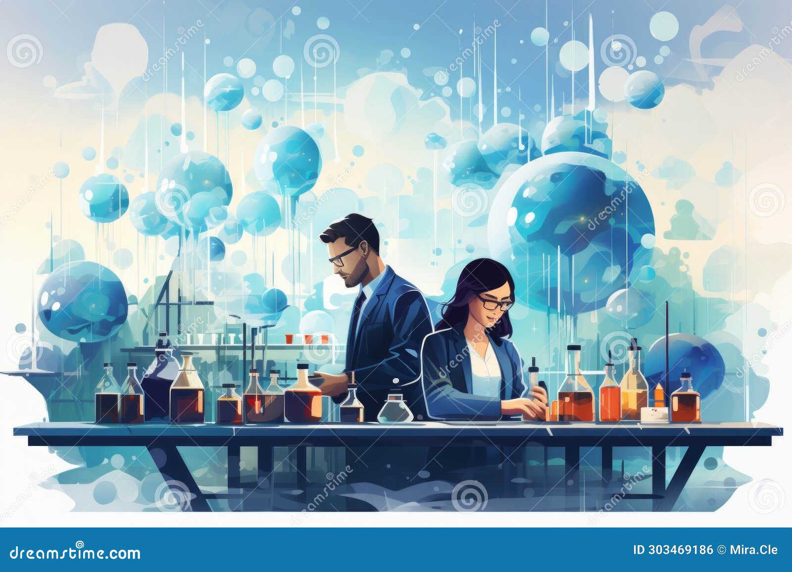 Man and Woman Conducting Experiments in a Laboratory Created with ...