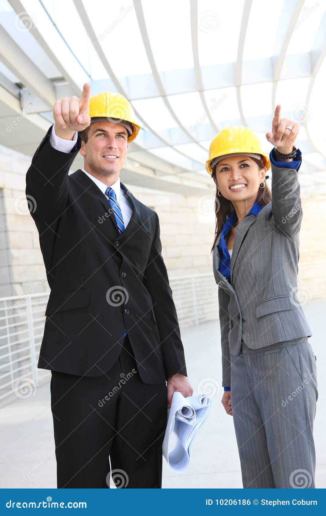 Man and Woman Construction Team Stock Photo - Image of attractive ...