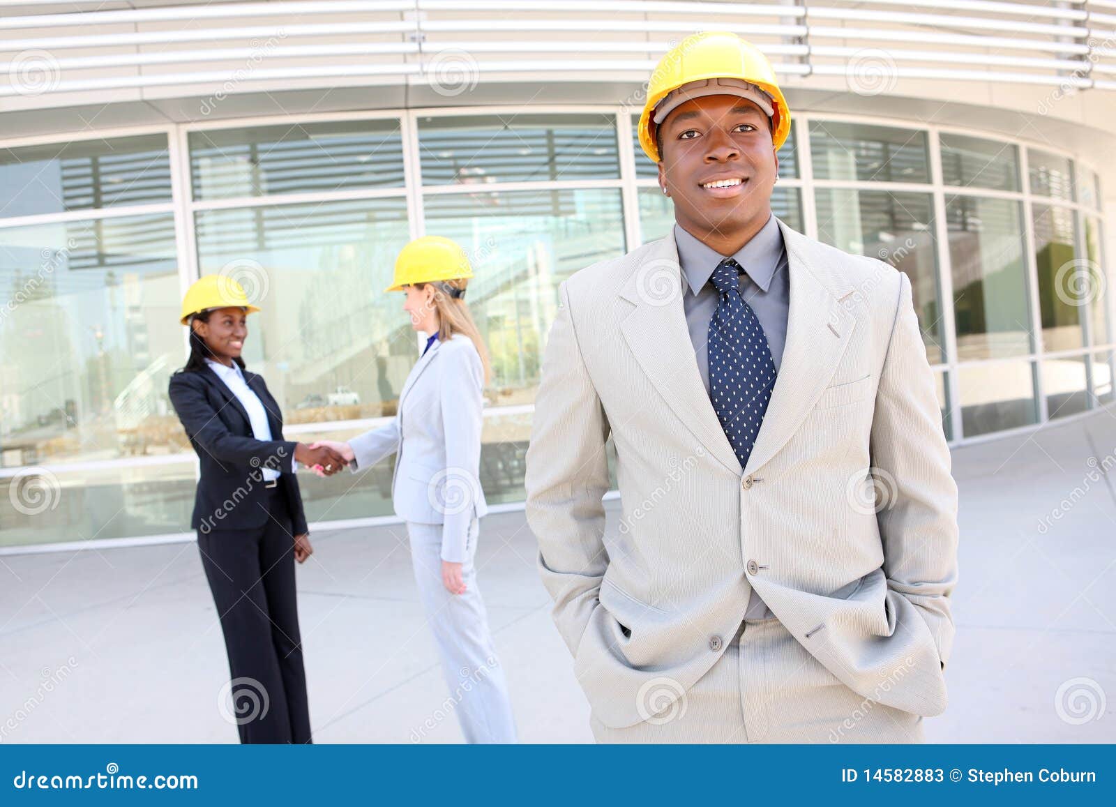 Man and Woman Construction Team Stock Image - Image of asian, american ...