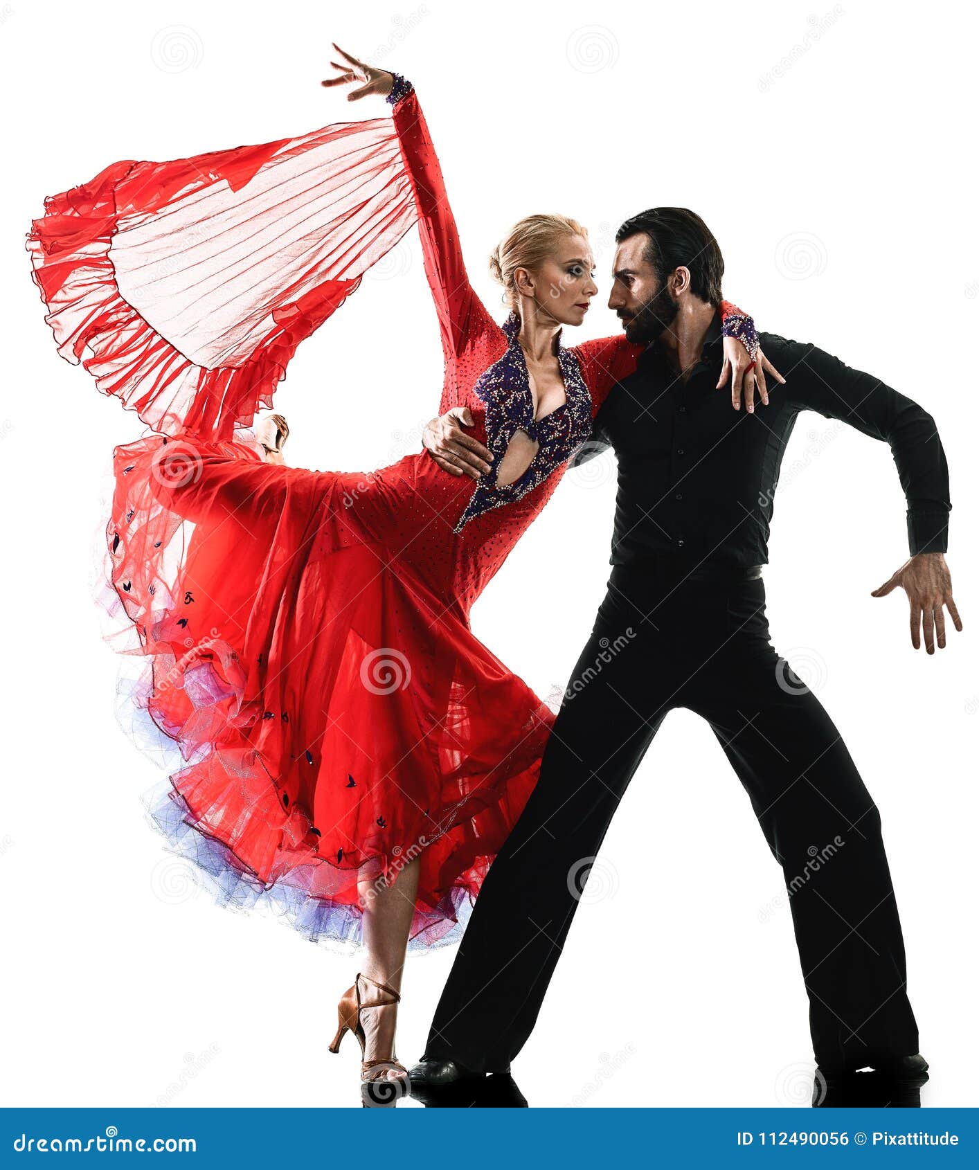 Man Woman Couple Ballroom Tango Salsa Dancer Dancing Silhouette Stock