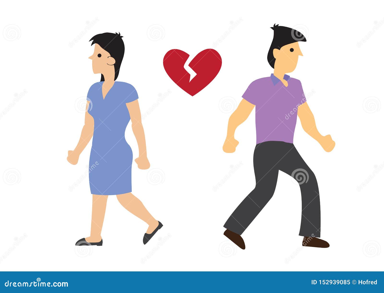 Man And Woman Couple With Broken Heart Concept Of Divorce