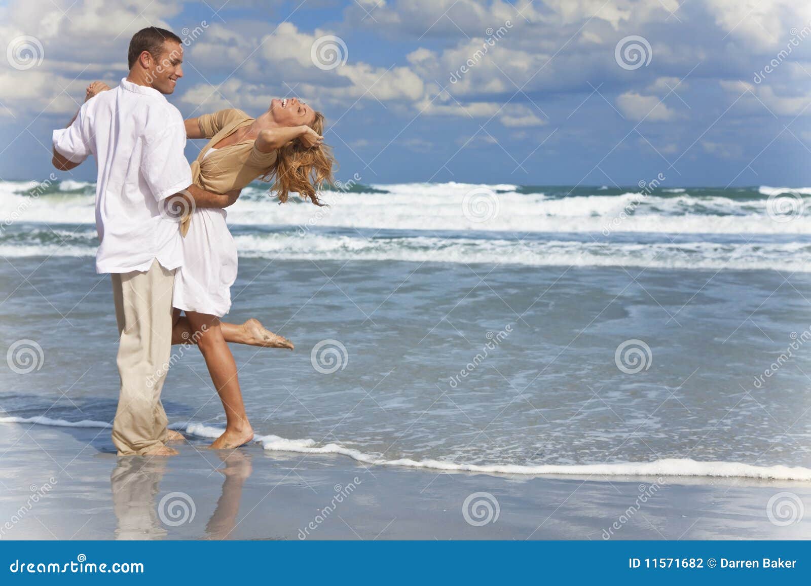 Man And Woman Couple Having Fun Dancing On A Beach Royalty-Free Stock ...