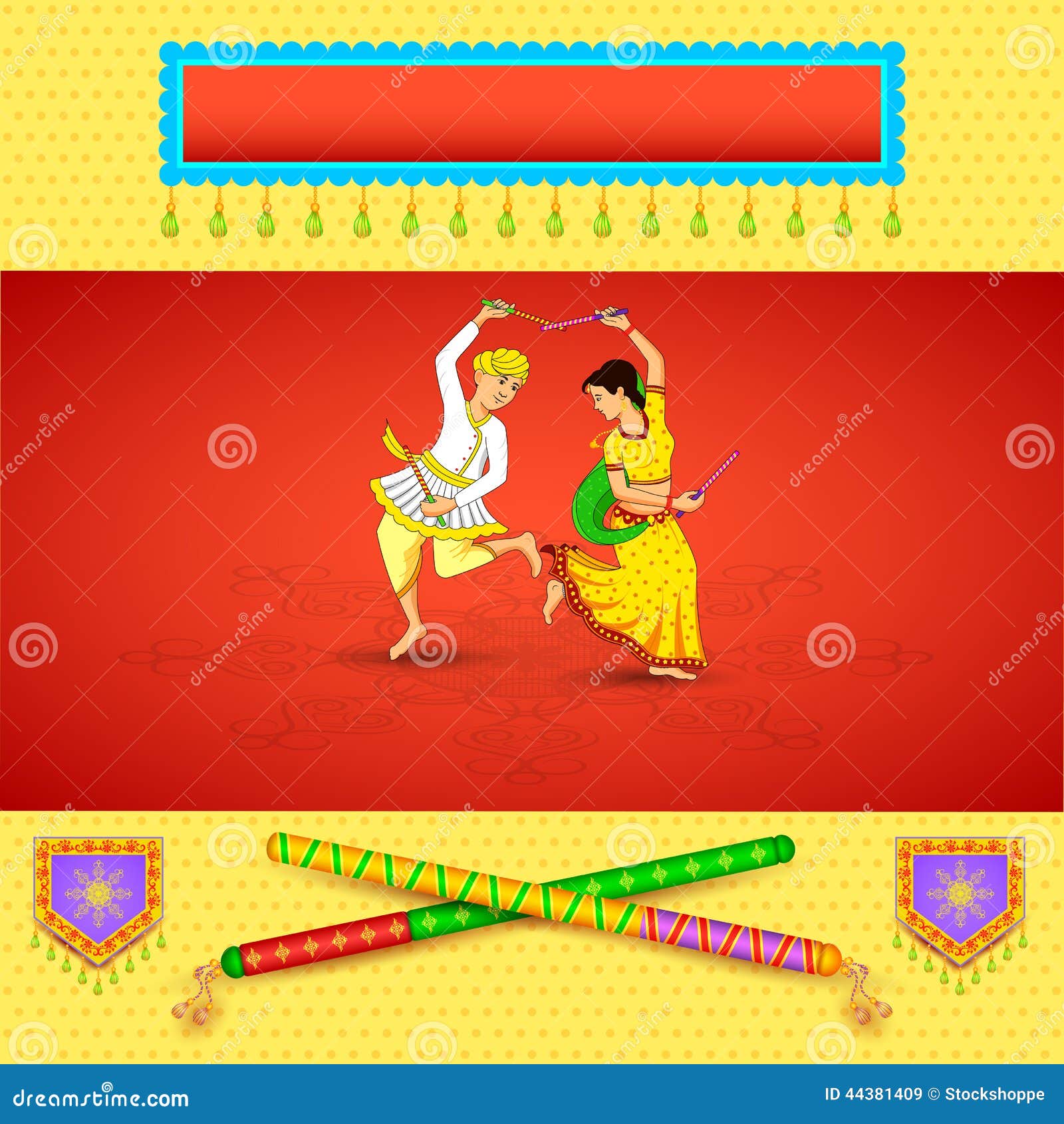 Man and Woman Dancing on Dandiya Night Stock Vector - Illustration of ...