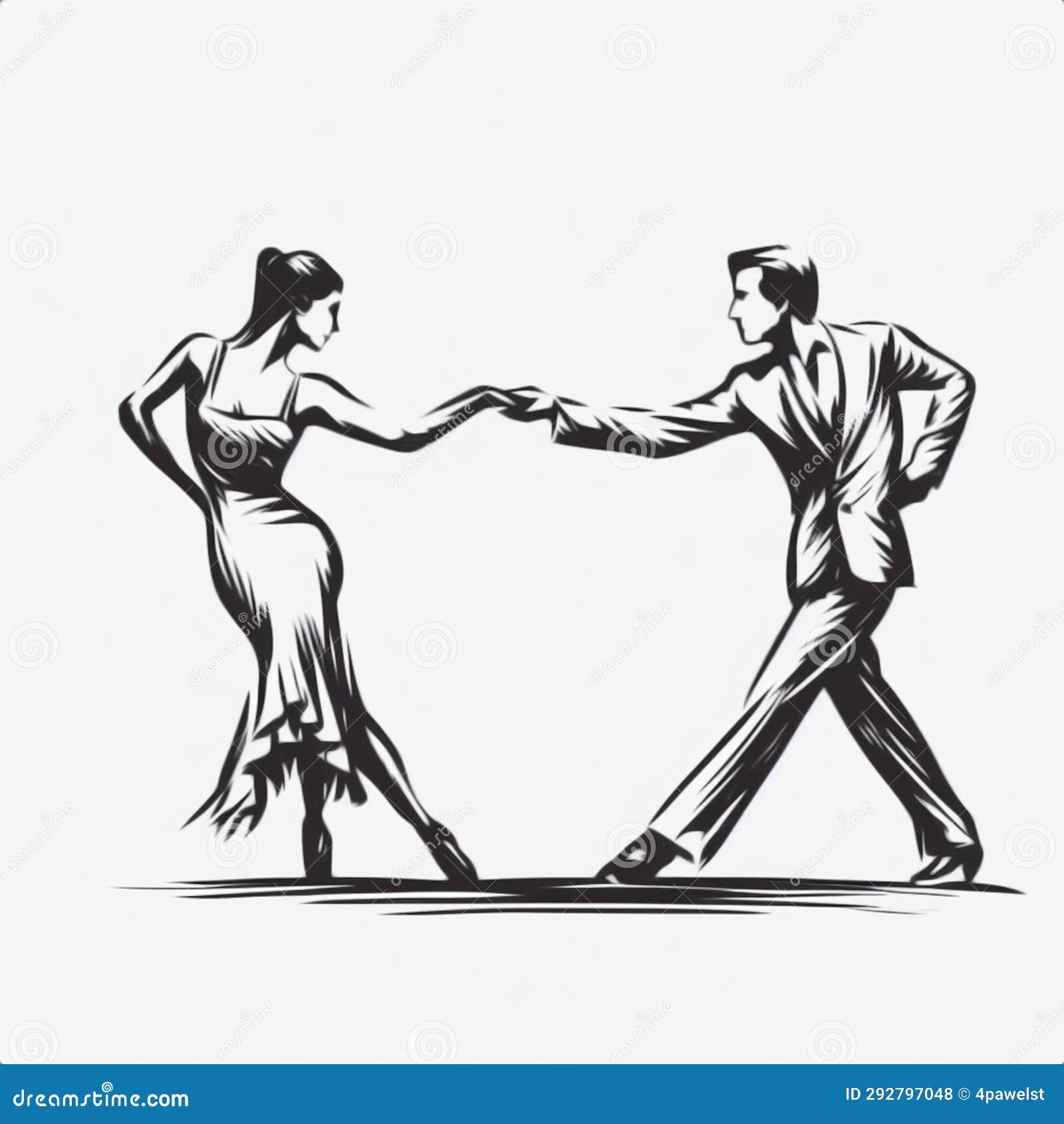 Couple Dancing in Dynamic Pose Stock Illustration - Illustration of ...