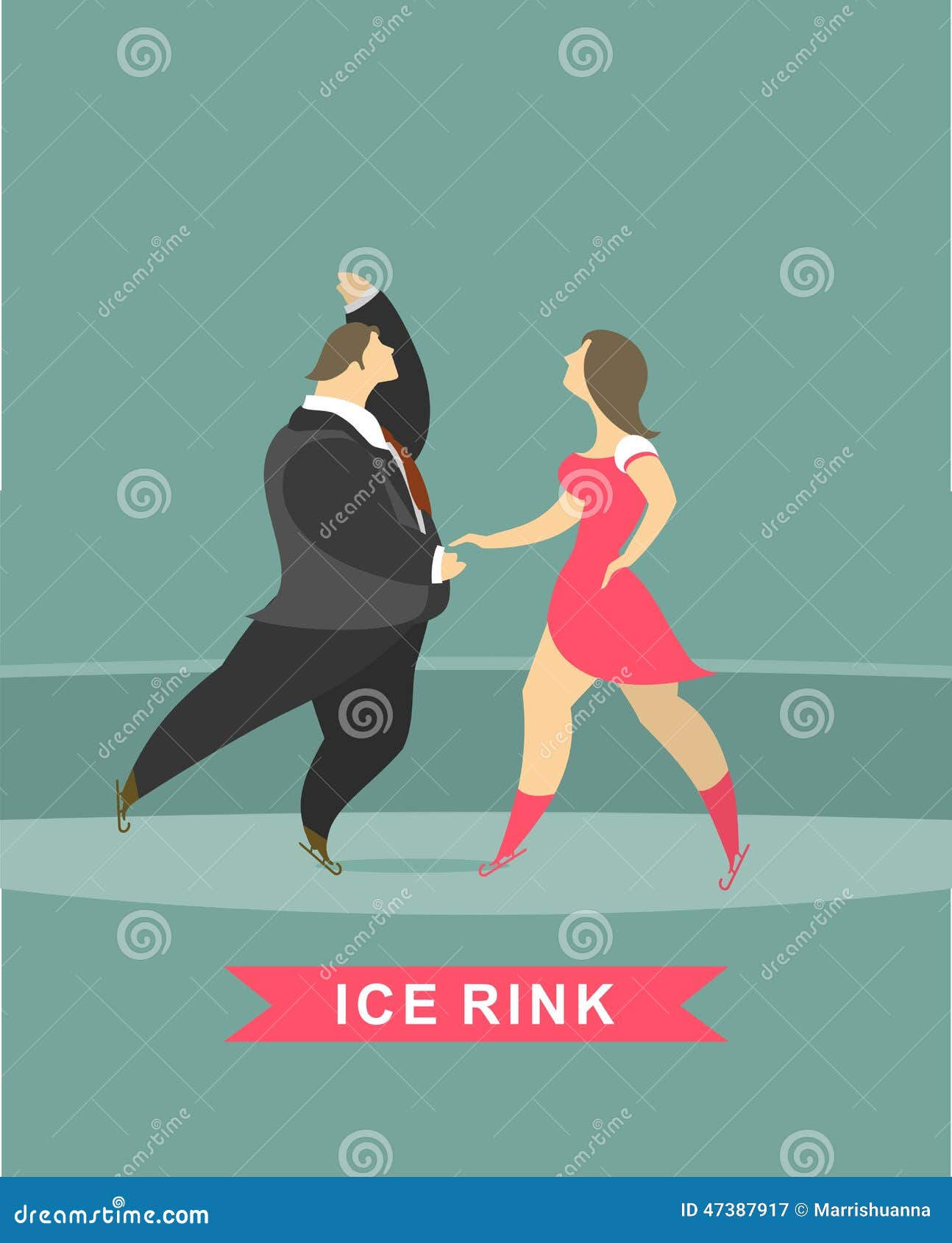 Man and Woman Dancing on Ice Stock Vector - Illustration of dancer ...