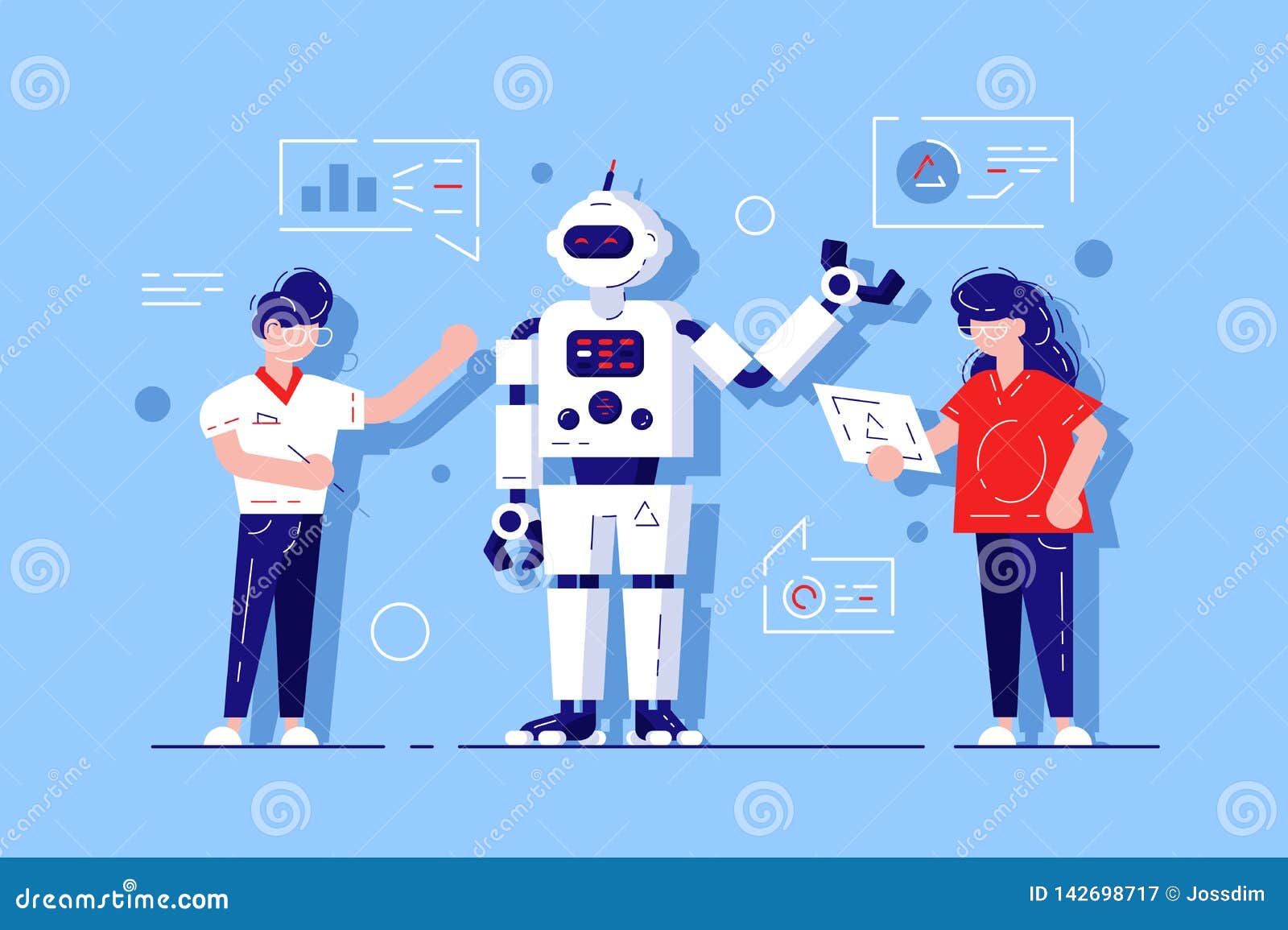 Man and Woman Developing Chat Bot Stock Vector - Illustration of dialog ...