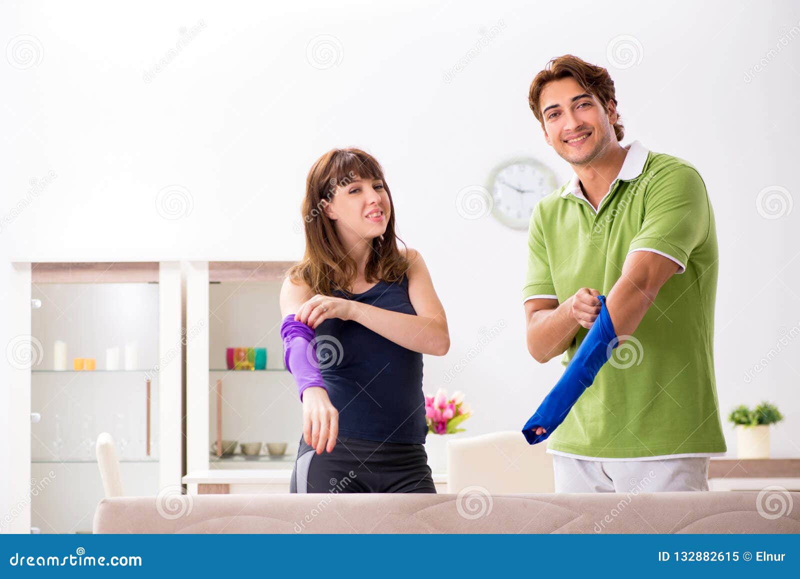 The Man and Woman Discussing Elbow Strap Stock Image - Image of brace ...