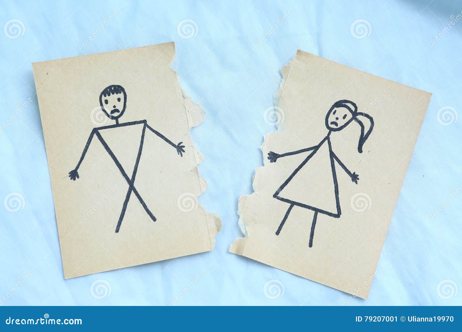 Man And Woman Divorce Drawing Torn Apart Stock Image Image Of Adult