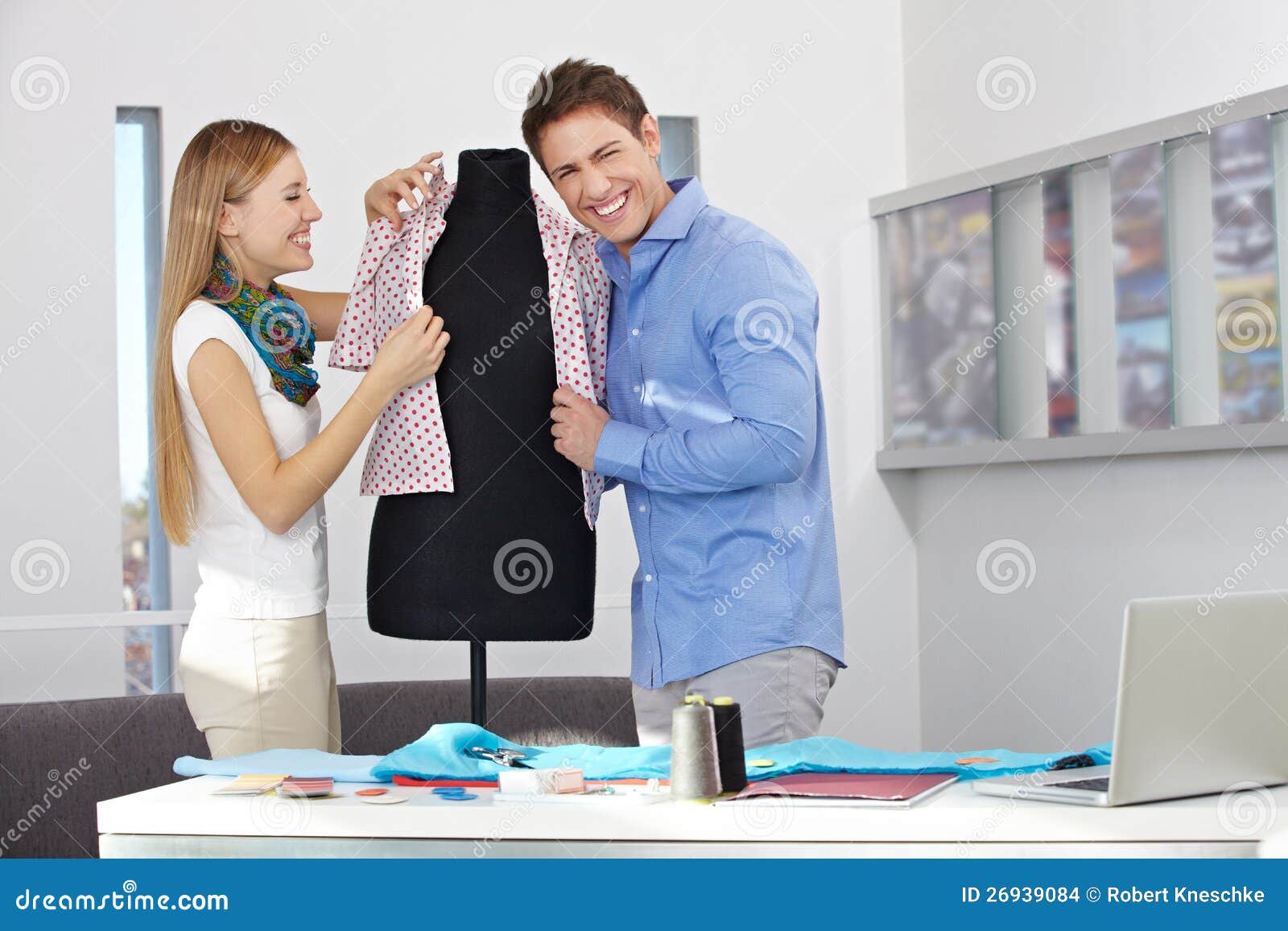 Man and Woman Dressing Dress Form Stock Photo - Image of fashion ...