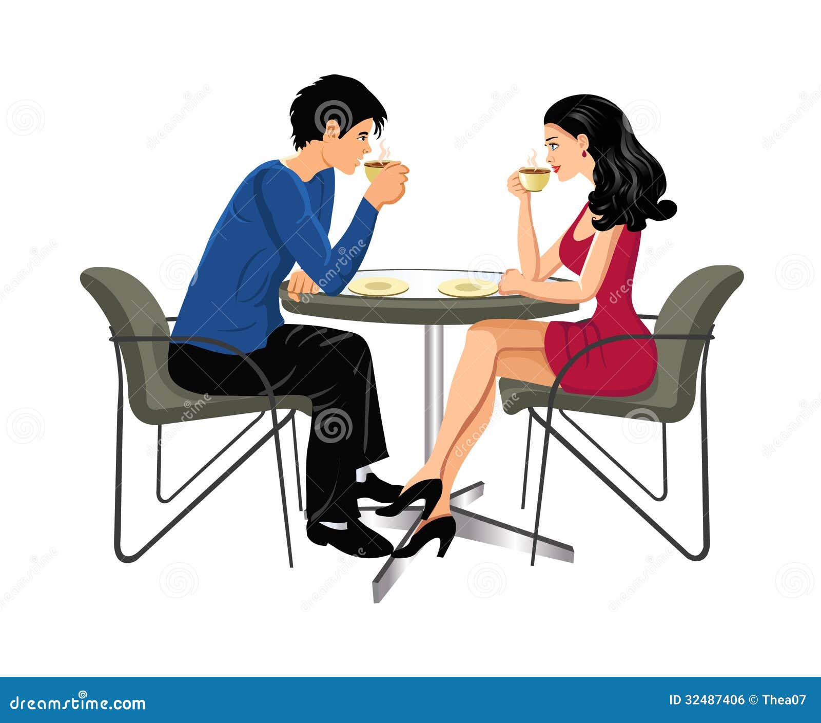 Man And Woman Drinking Coffee Stock Vector Illustration Of Date
