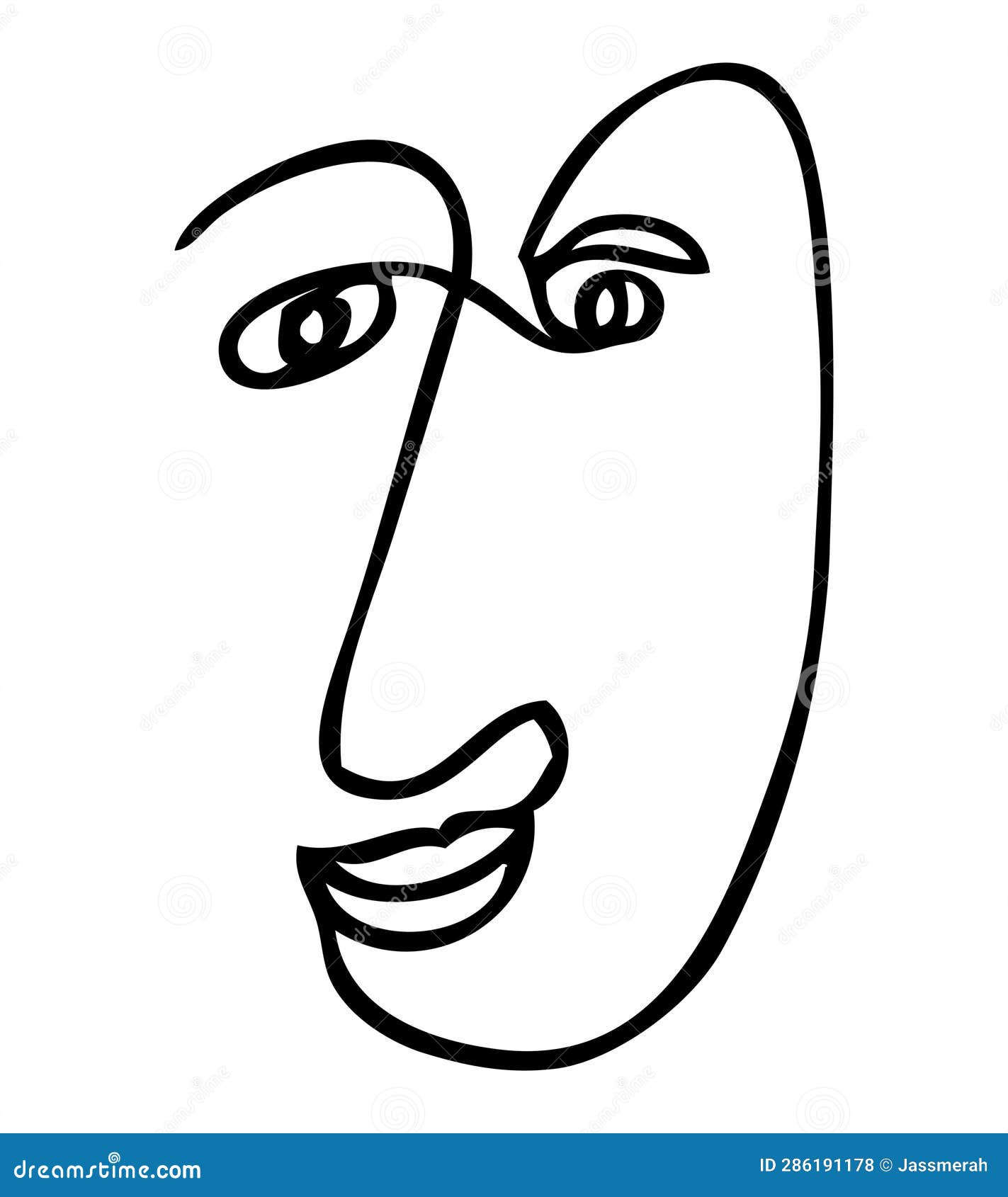 Simple Woman Face Vector Sketch Single One Line Art, Continuous Stock ...