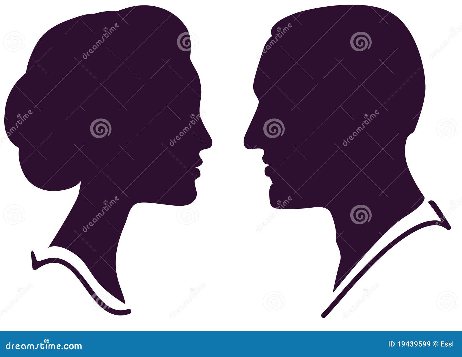 Man and woman face profile stock vector. Illustration of beautiful ...