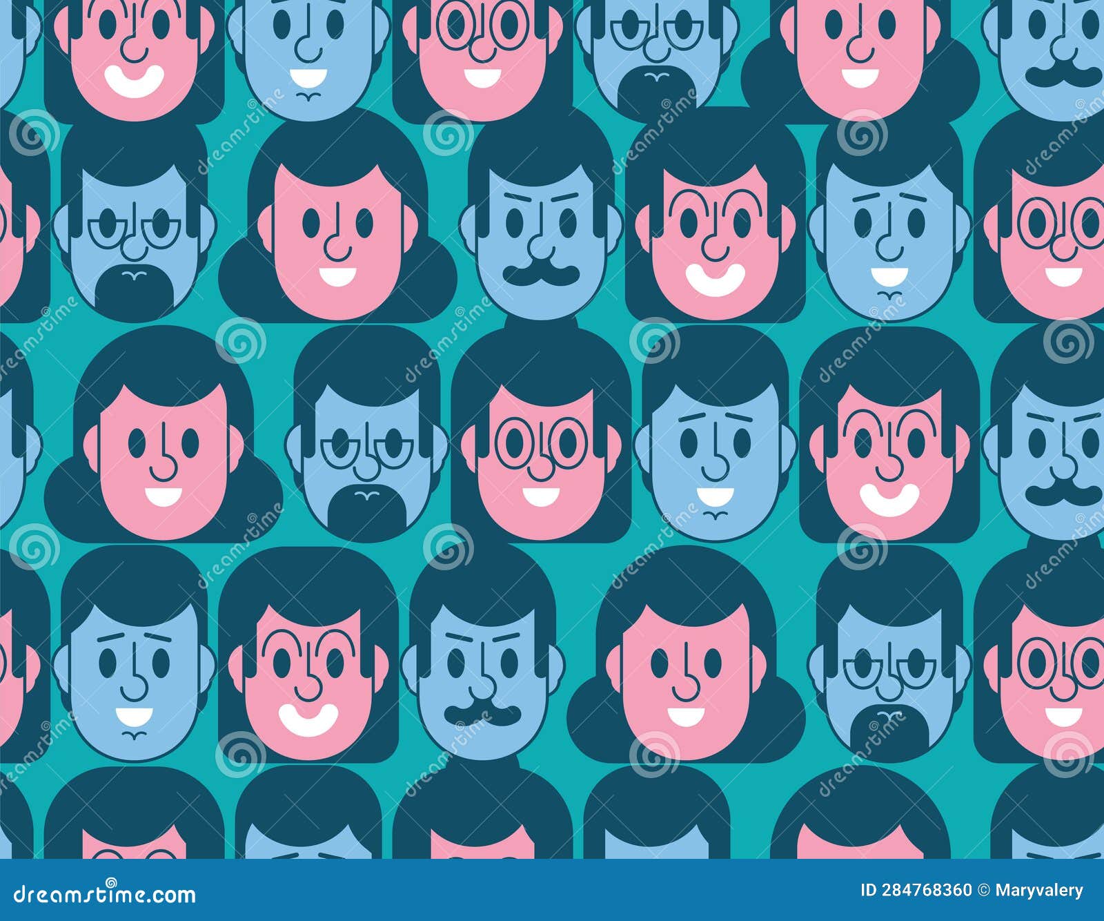 Man and Woman Faces Pattern Seamless. People Background Stock Vector ...