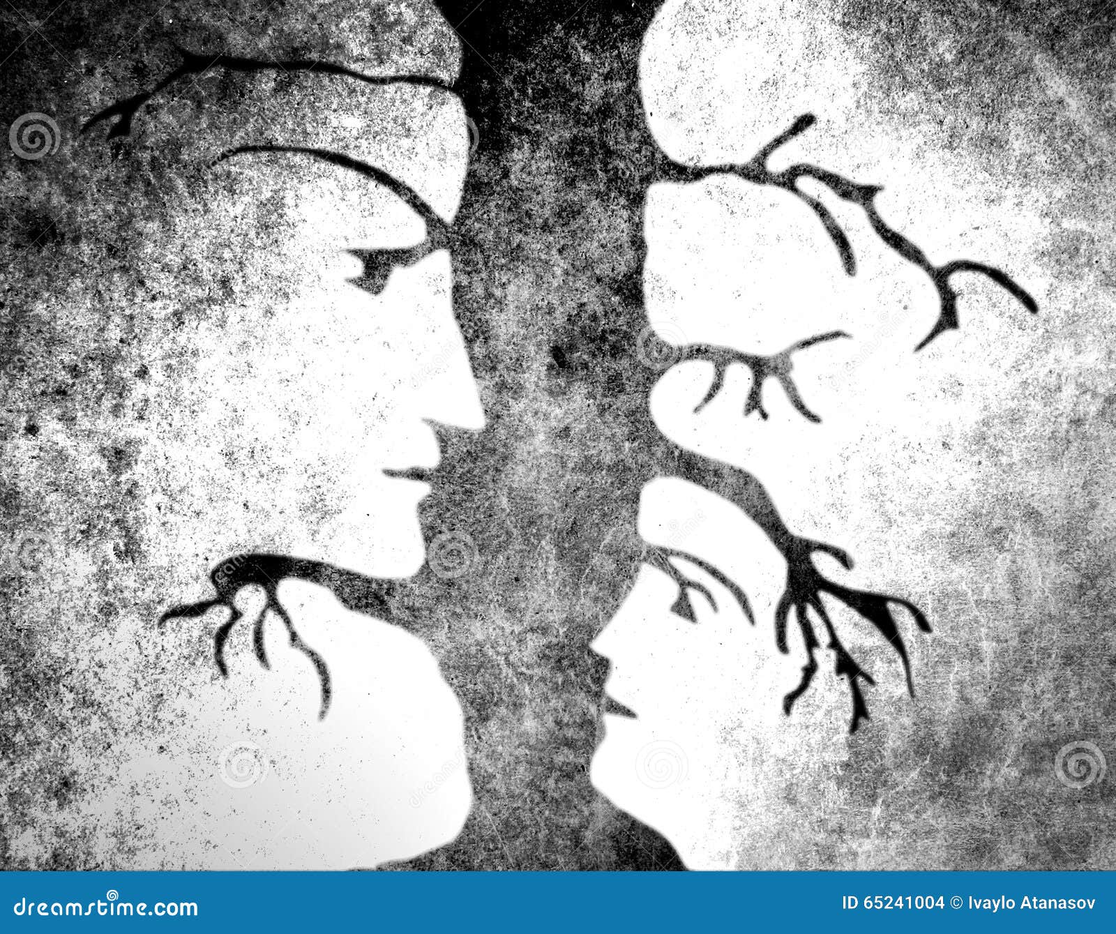 Men Faces In Tree Silhouette Optic Art Symbol Vector Illustration ...