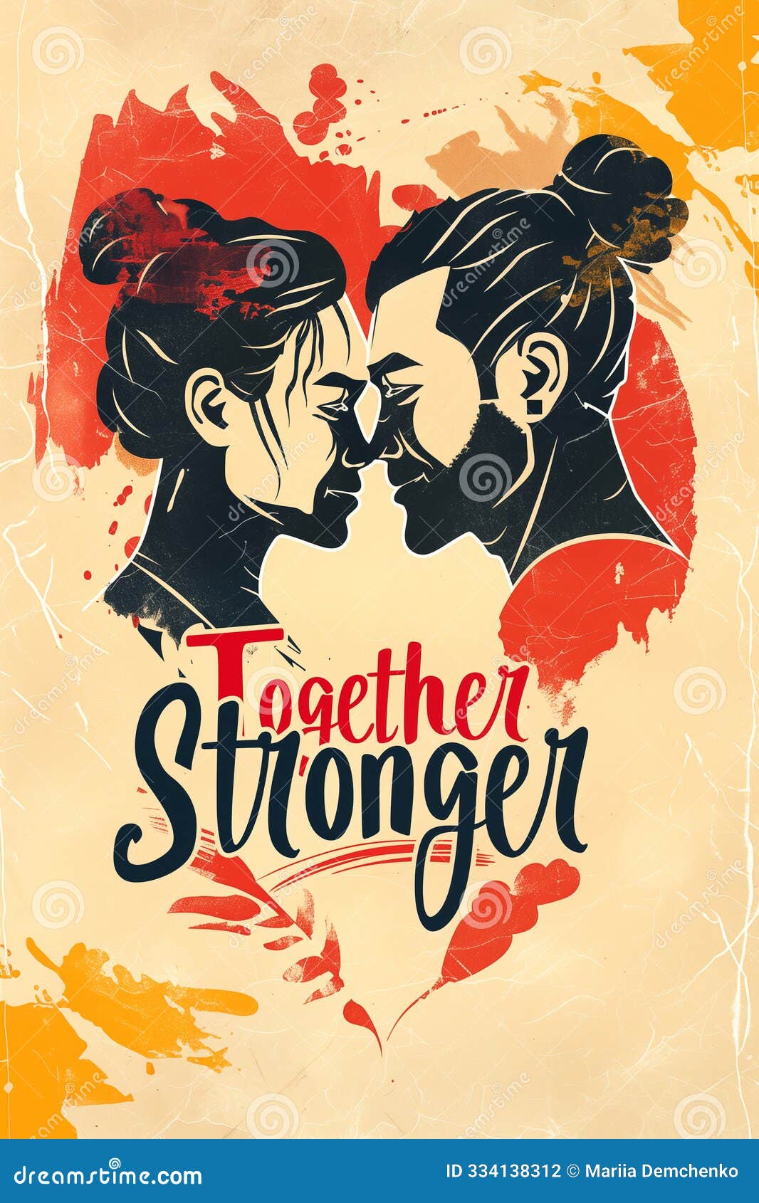 Man and Woman Facing Each Other with Text Together Stronger Stock ...