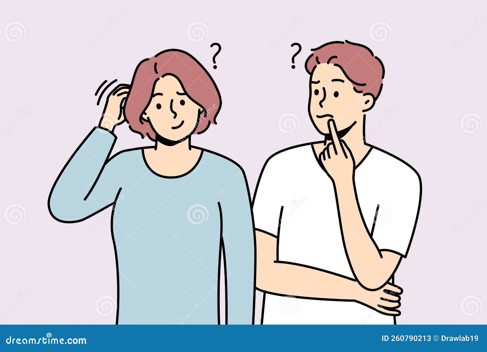 Man and Woman Feel Confused Look for Solution Stock Vector ...