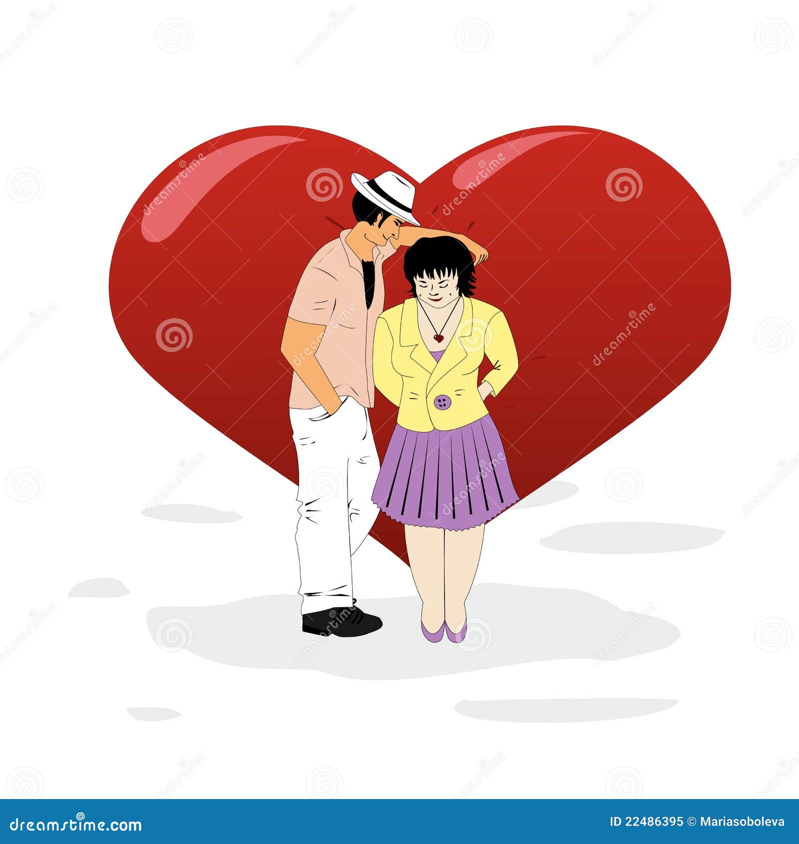 Man and Woman Flirting at a Big Heart Stock Vector - Illustration of ...