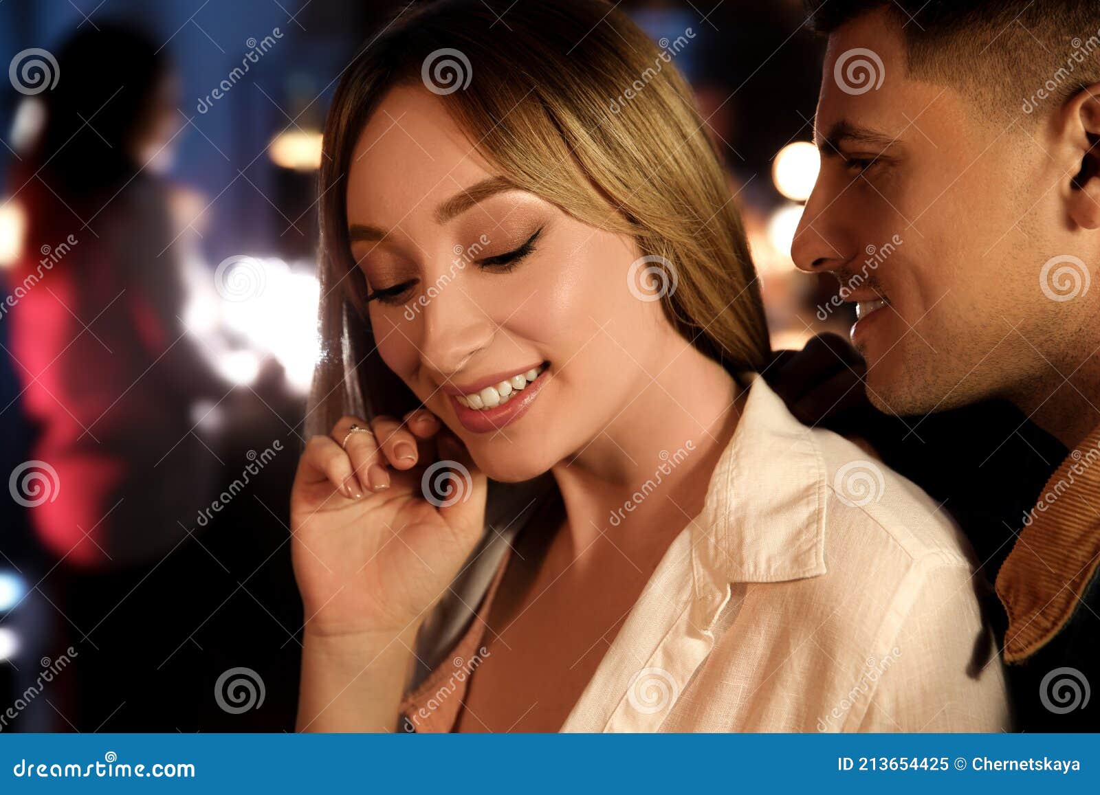 Man and Woman Flirting with Each Other in Bar Stock Image - Image of ...