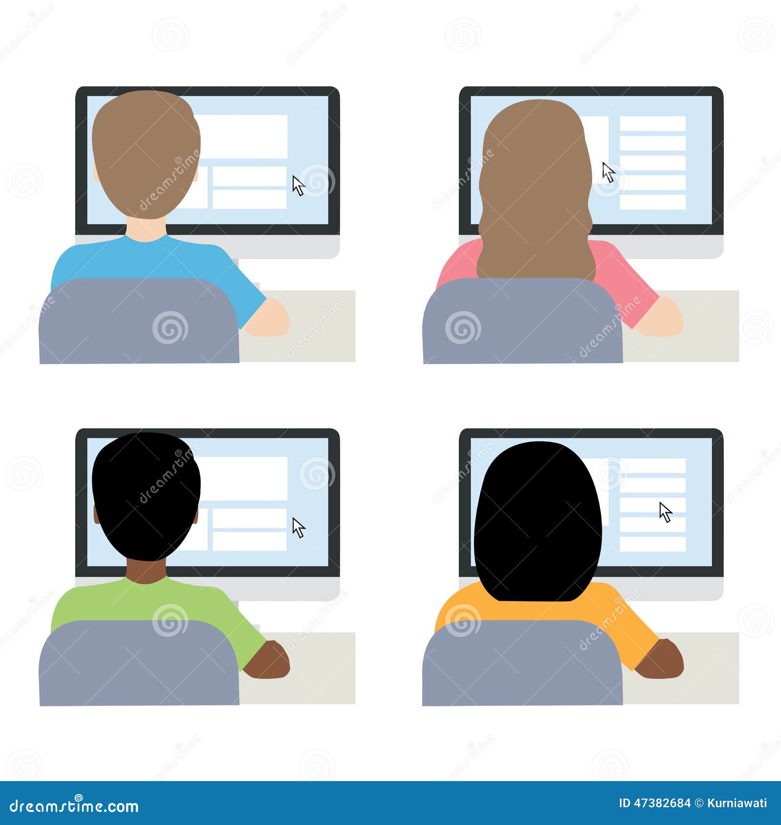 Person At Computer Back