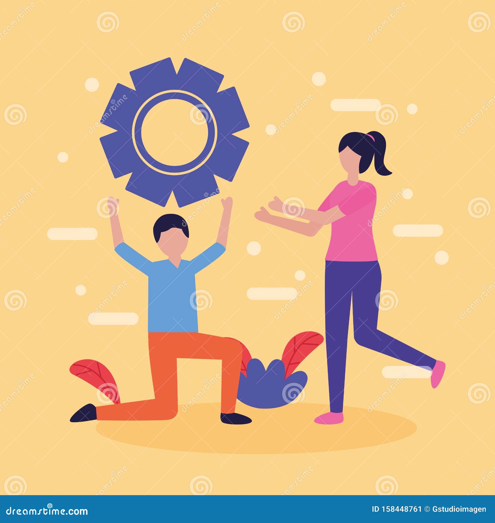People Teamwork Flat Design Image Stock Illustration - Illustration of ...