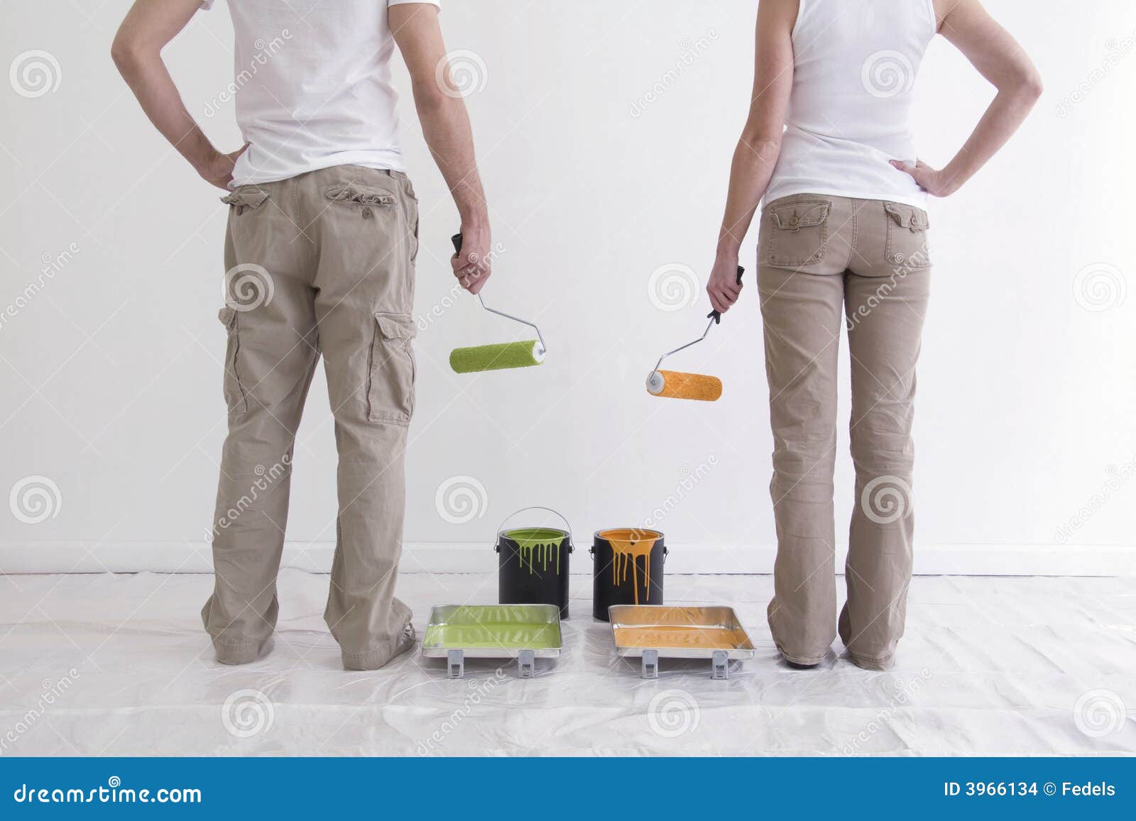 Man and Woman Getting Ready To Paint Stock Photo - Image of blank ...