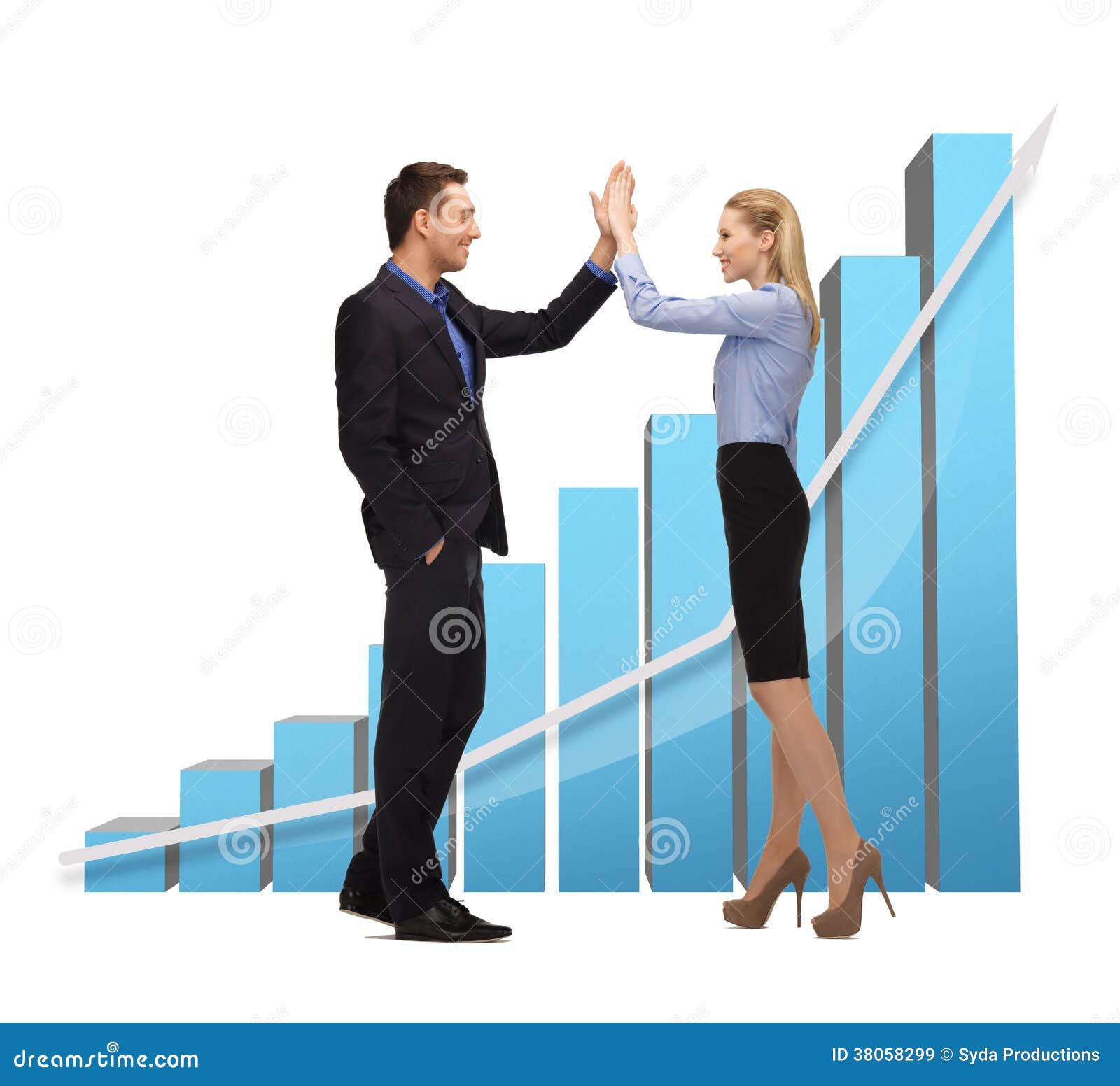Man and Woman Giving a High Five Stock Image - Image of partners, goal ...