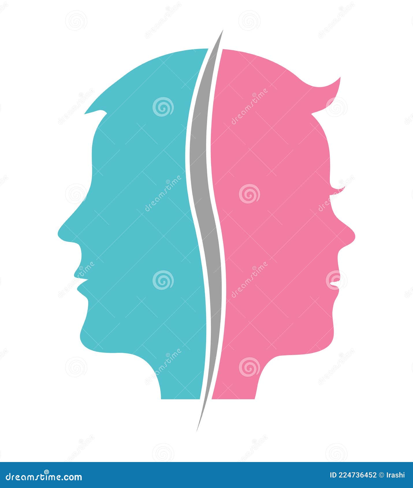Man woman half face icon stock vector. Illustration of icon - 224736452