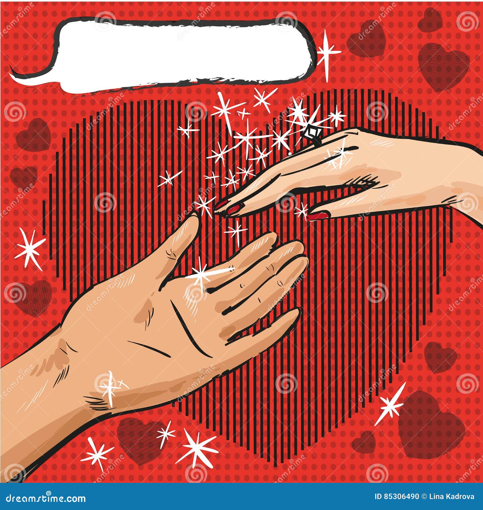 Man and Woman Hand with Ring Pop Art Comics Stock Vector - Illustration ...