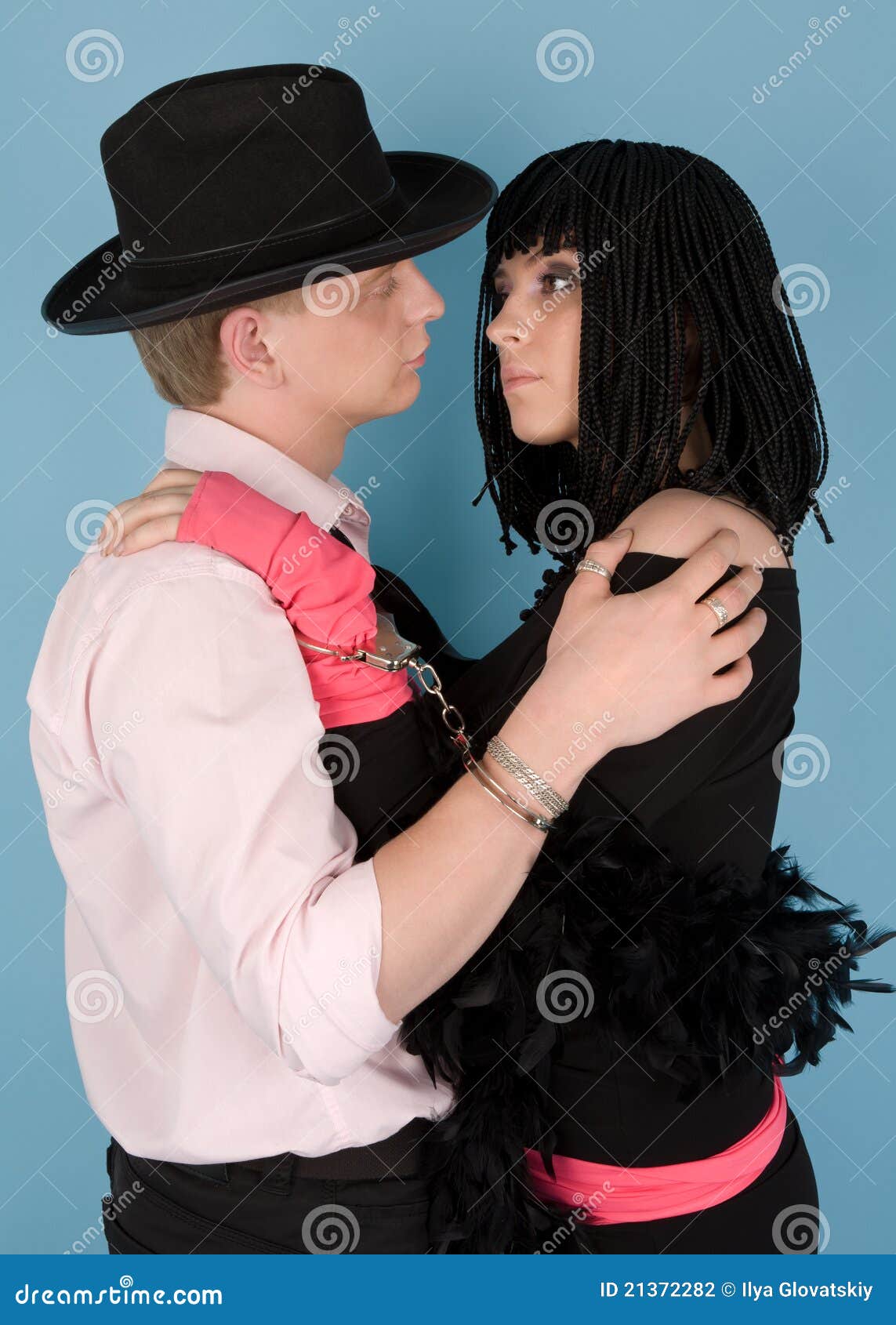 Man and Woman with Handcuffs Hugging Stock Photo - Image of fashion ...