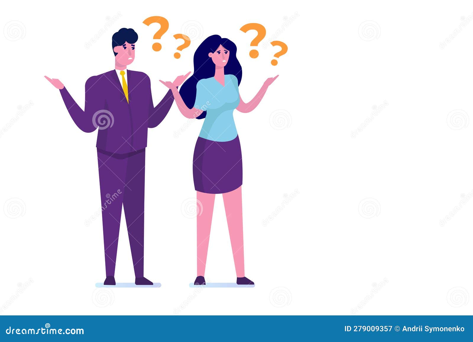 Man and Woman Have a Question. Finding Answers, Solutions To Problems ...