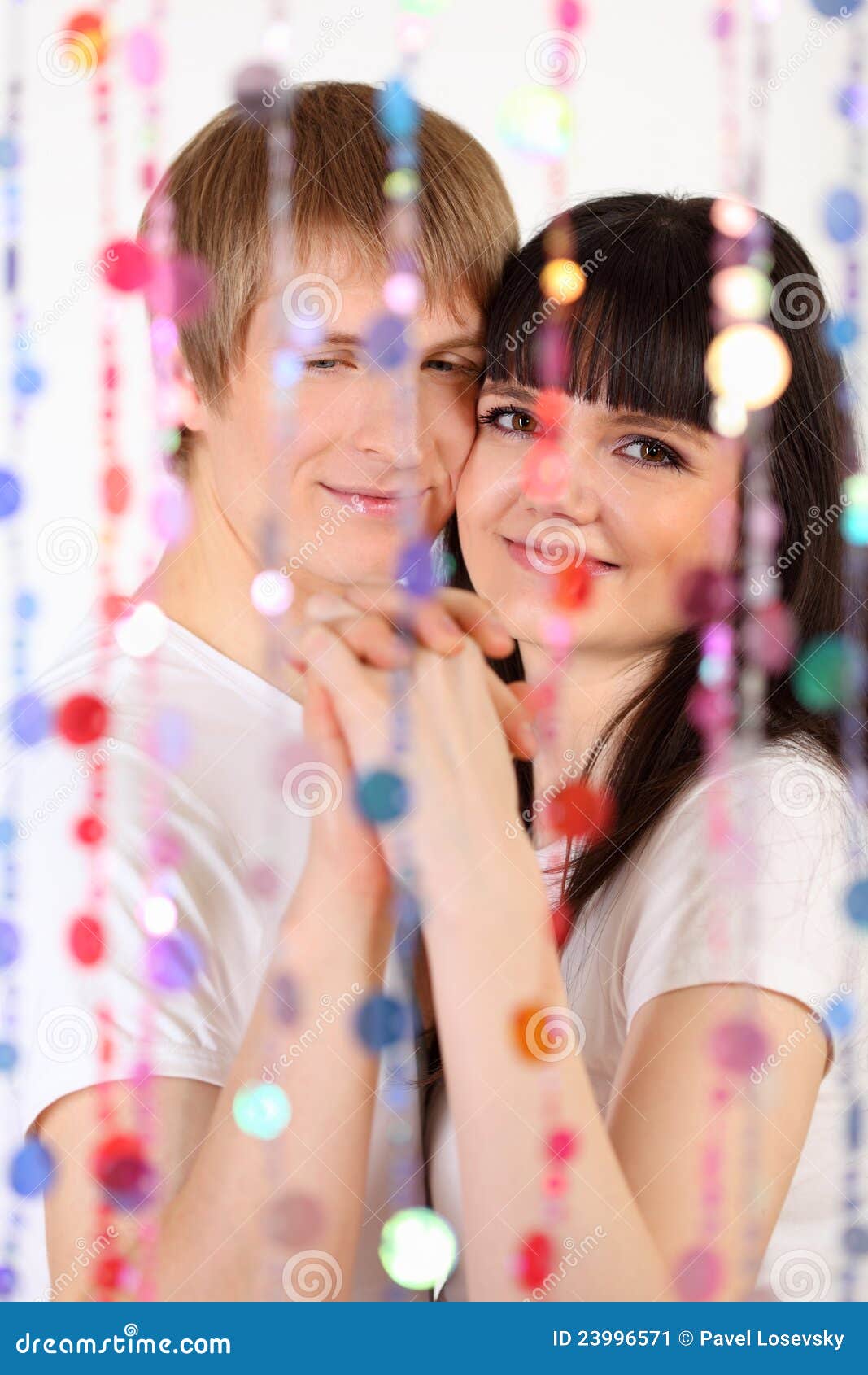 Man and Woman Hold Hands Behind Curtain Stock Image - Image of look ...