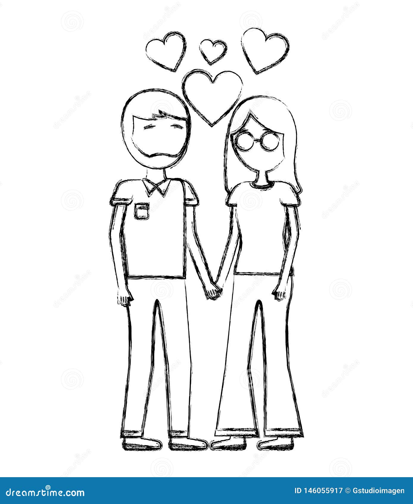 Man And Woman Holding Hands Romantic Love Hearts Stock Illustration Illustration Of Beautiful
