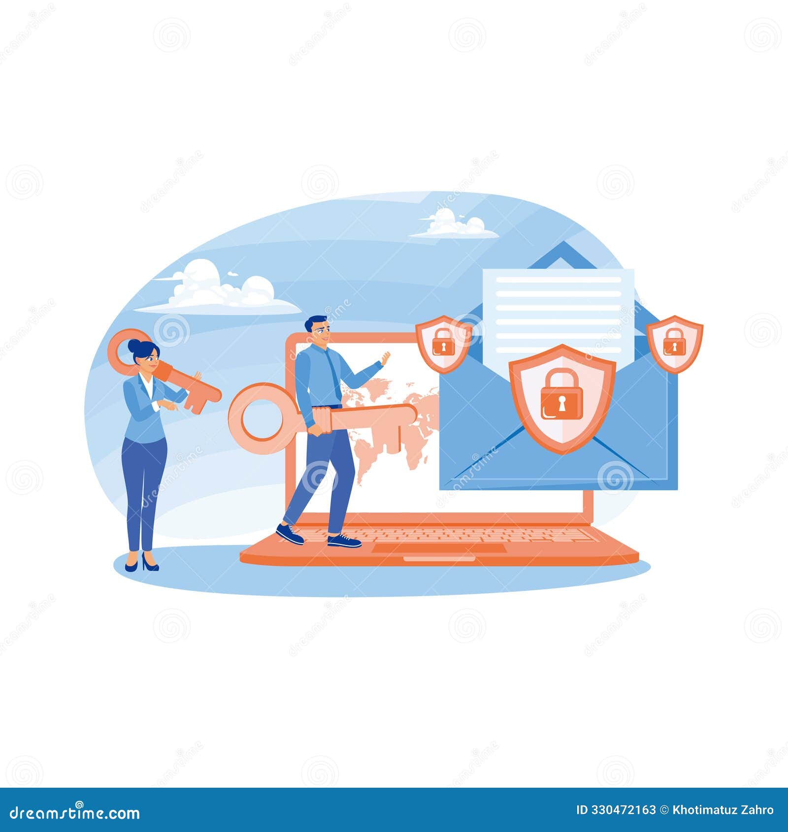 Man and Woman Holding Key. Protecting Computer Data from Crime. Email ... Man and Woman Holding Key. Protecting Computer Data from Crime. Email ...