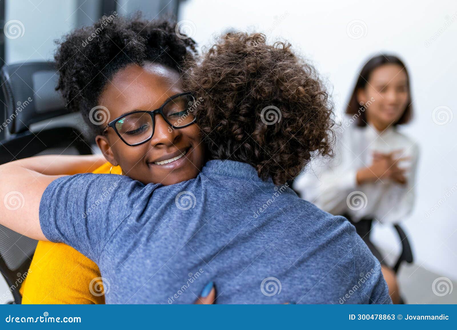 Man and Woman Hugging at a Group Therapy Session, Overcoming Problem ...
