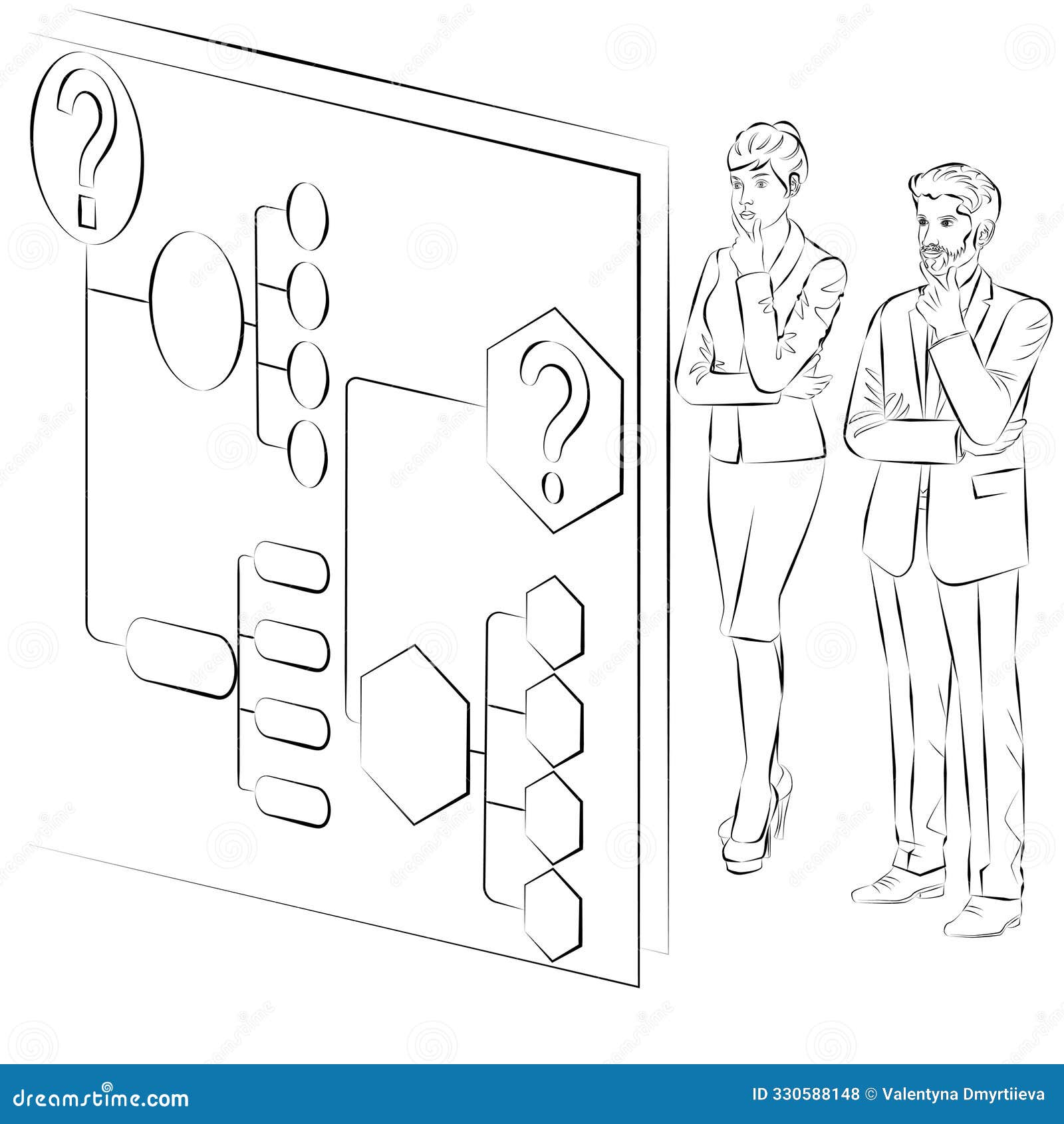 Man and Woman Identify Problems. Sketch Stock Vector - Illustration of ...