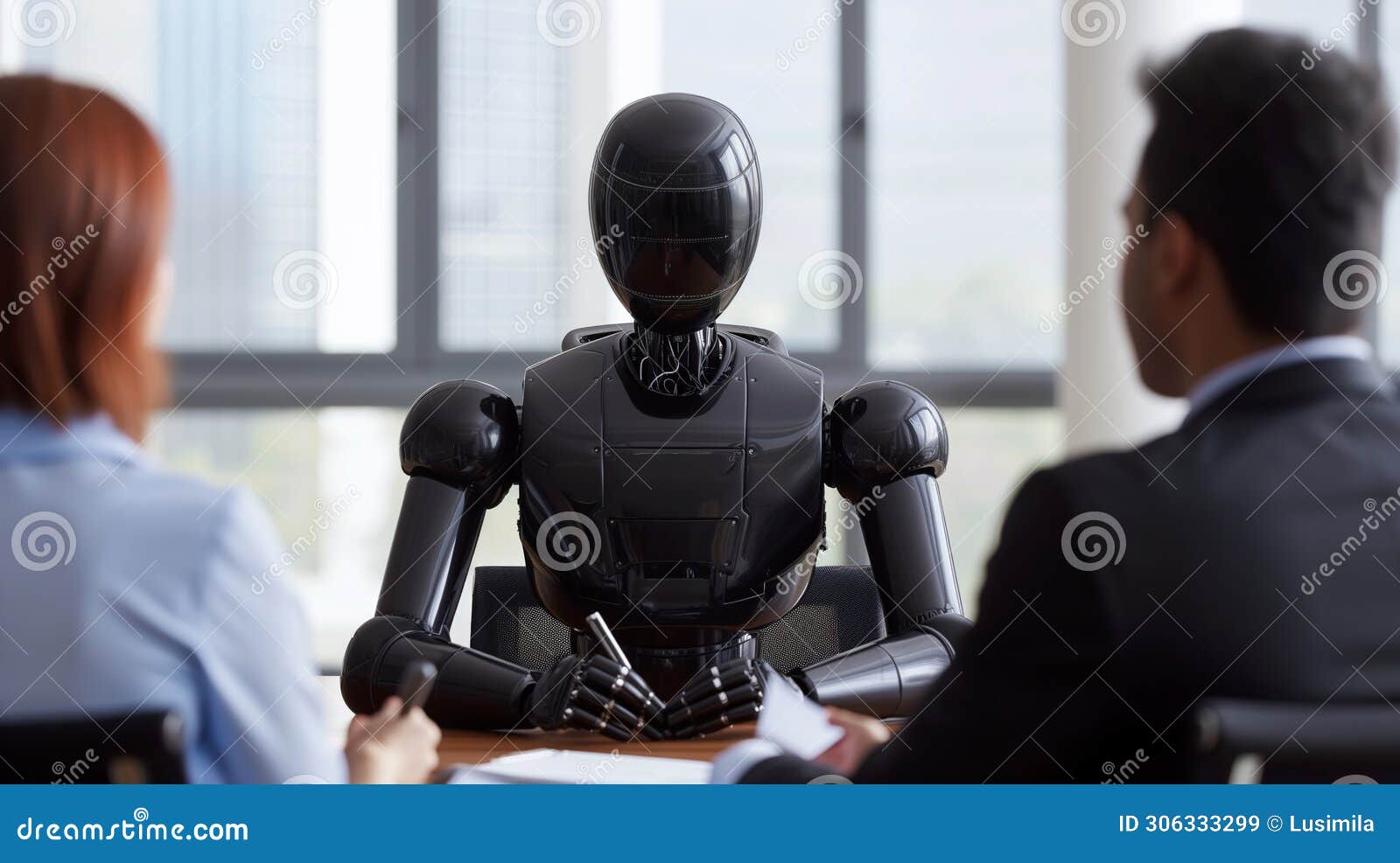 Robot interviewing diverse stock illustration. Illustration of ...