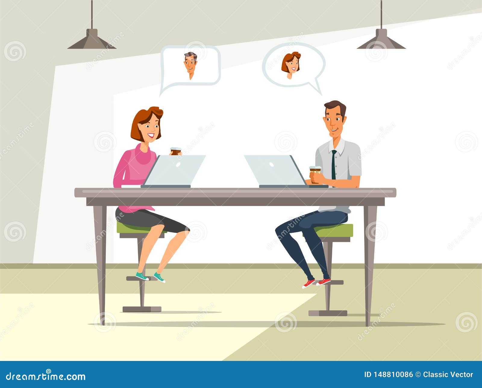 Man and Woman at Job Interview Vector Illustration Stock Vector ... Man and Woman at Job Interview Vector Illustration Stock Vector ...