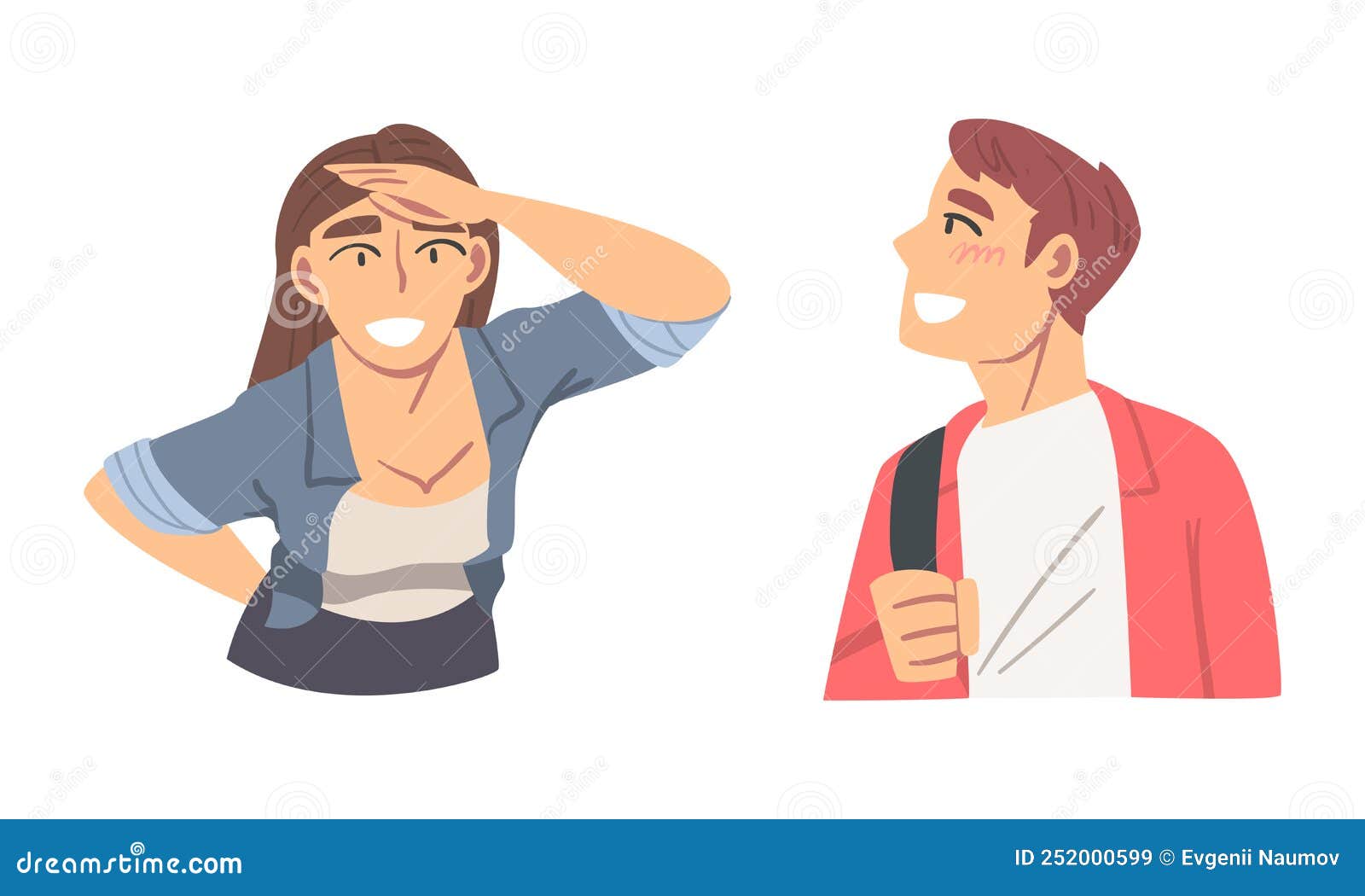 Man and Woman Looking in Different Direction with Face Expression ...