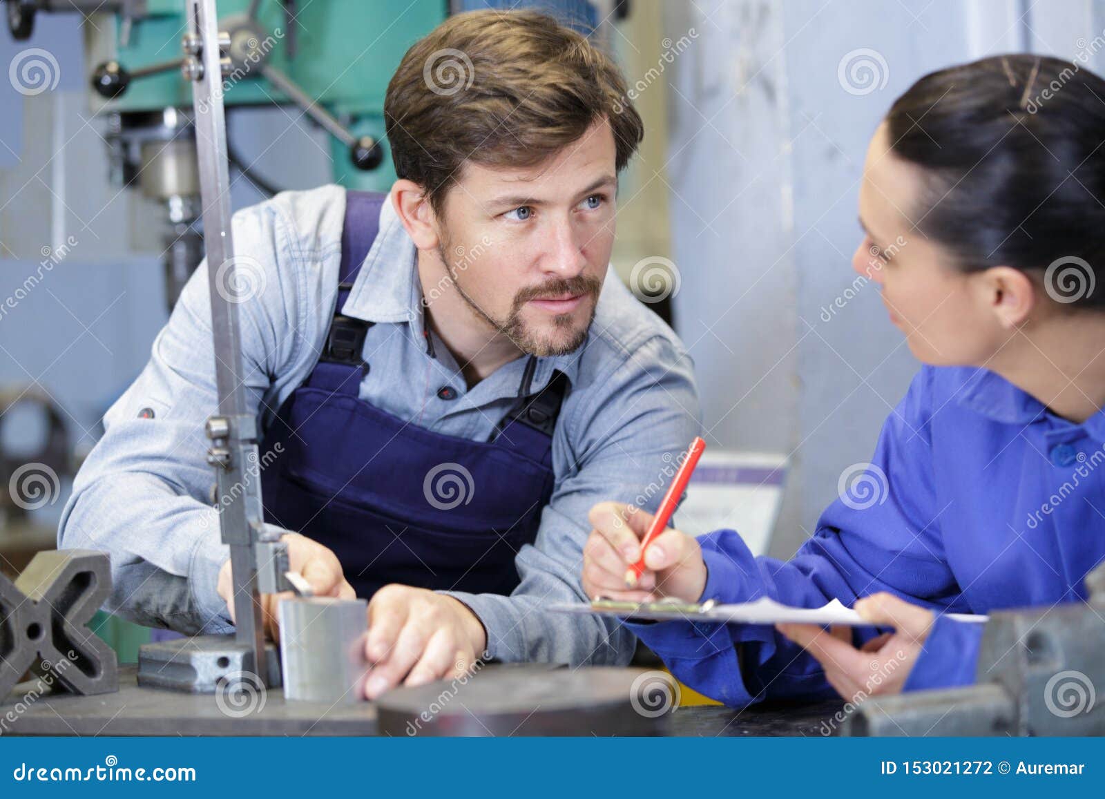 Man and Woman with Machine Cnc Stock Photo - Image of precision, small ...