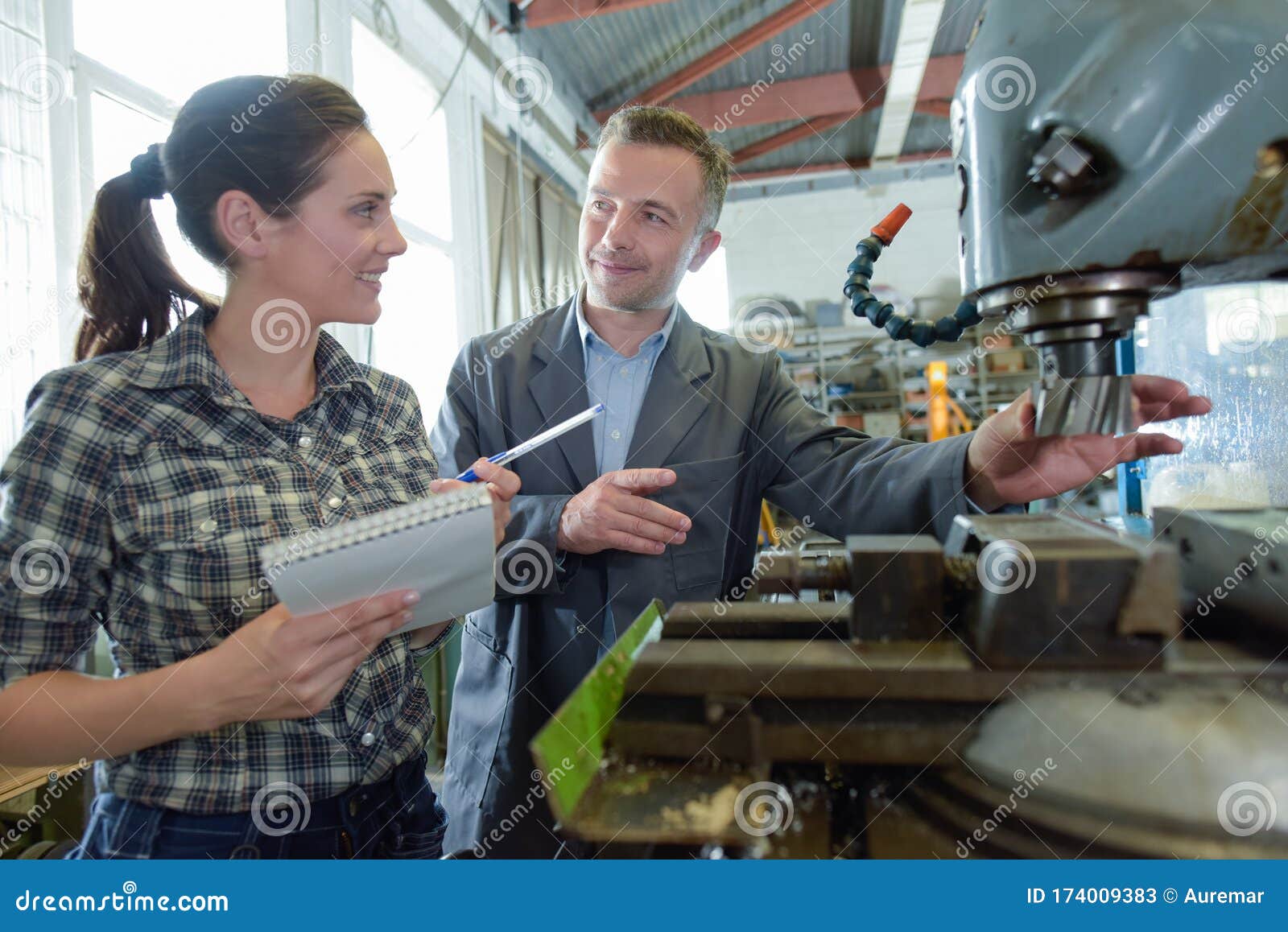 Man and Woman with Machine Cnc Stock Image - Image of machining ...