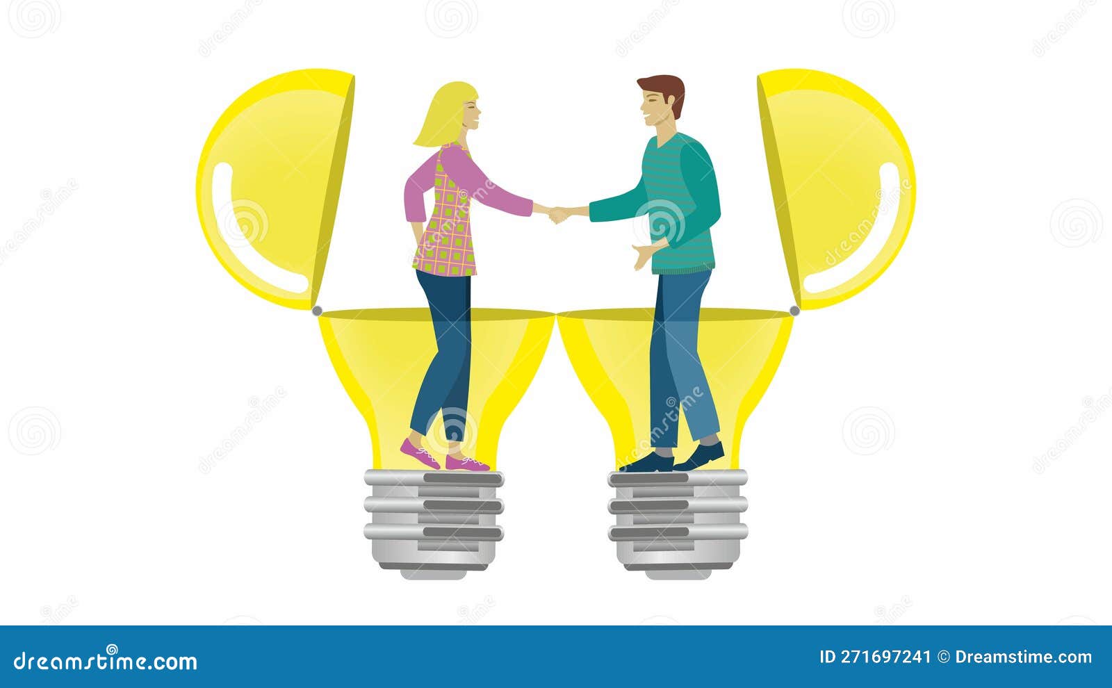 Man and Woman Making Commitment about Idea. Vector Illustration. Stock ...