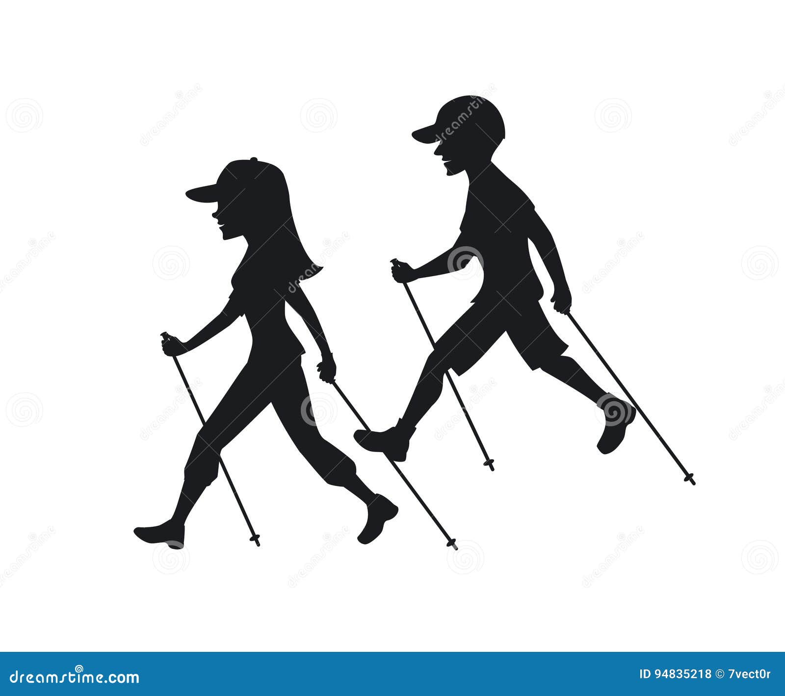 Man and Woman Nordic Walking Stock Vector - Illustration of black ... Man and Woman Nordic Walking Stock Vector - Illustration of black ...