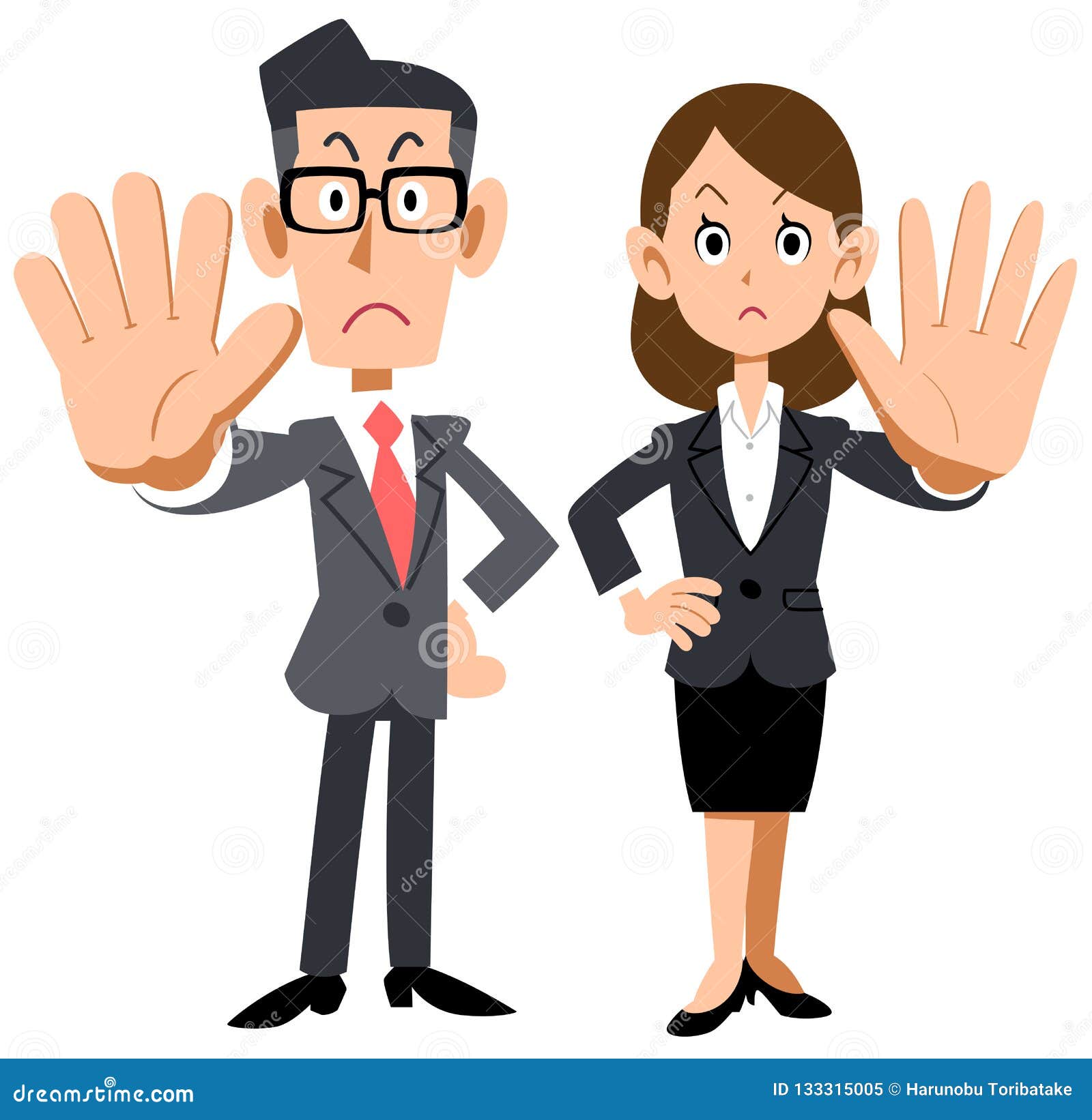 A Man and a Woman of an Office Worker Who Poses a Refusal Stock Vector ...