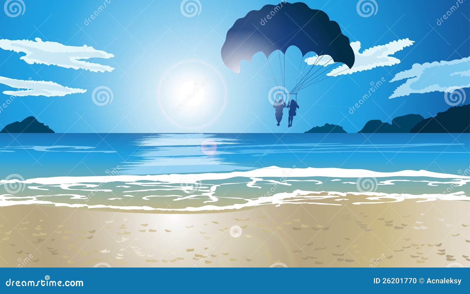 Man and Woman are Parasailing Stock Vector - Illustration of ...