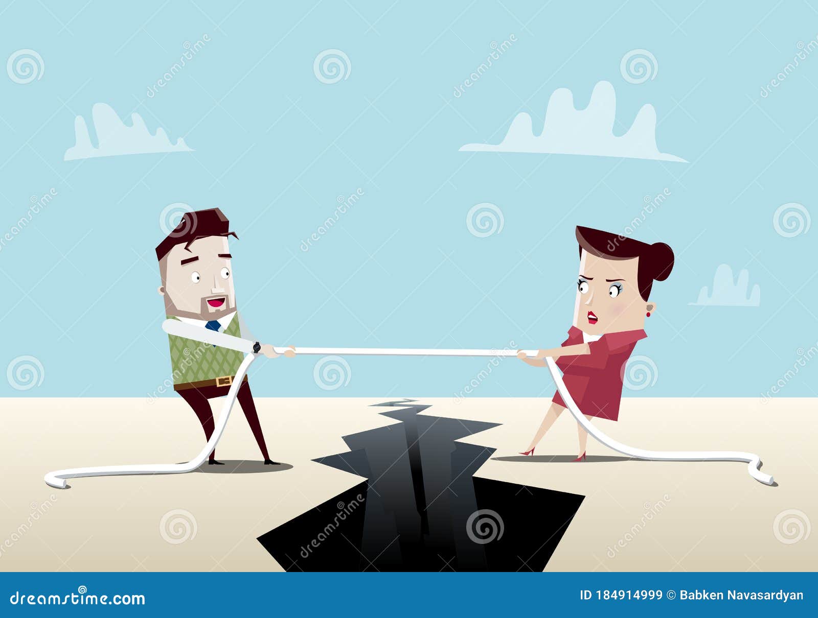 Man and Woman Pulling the Rope Stock Vector - Illustration of girl ...