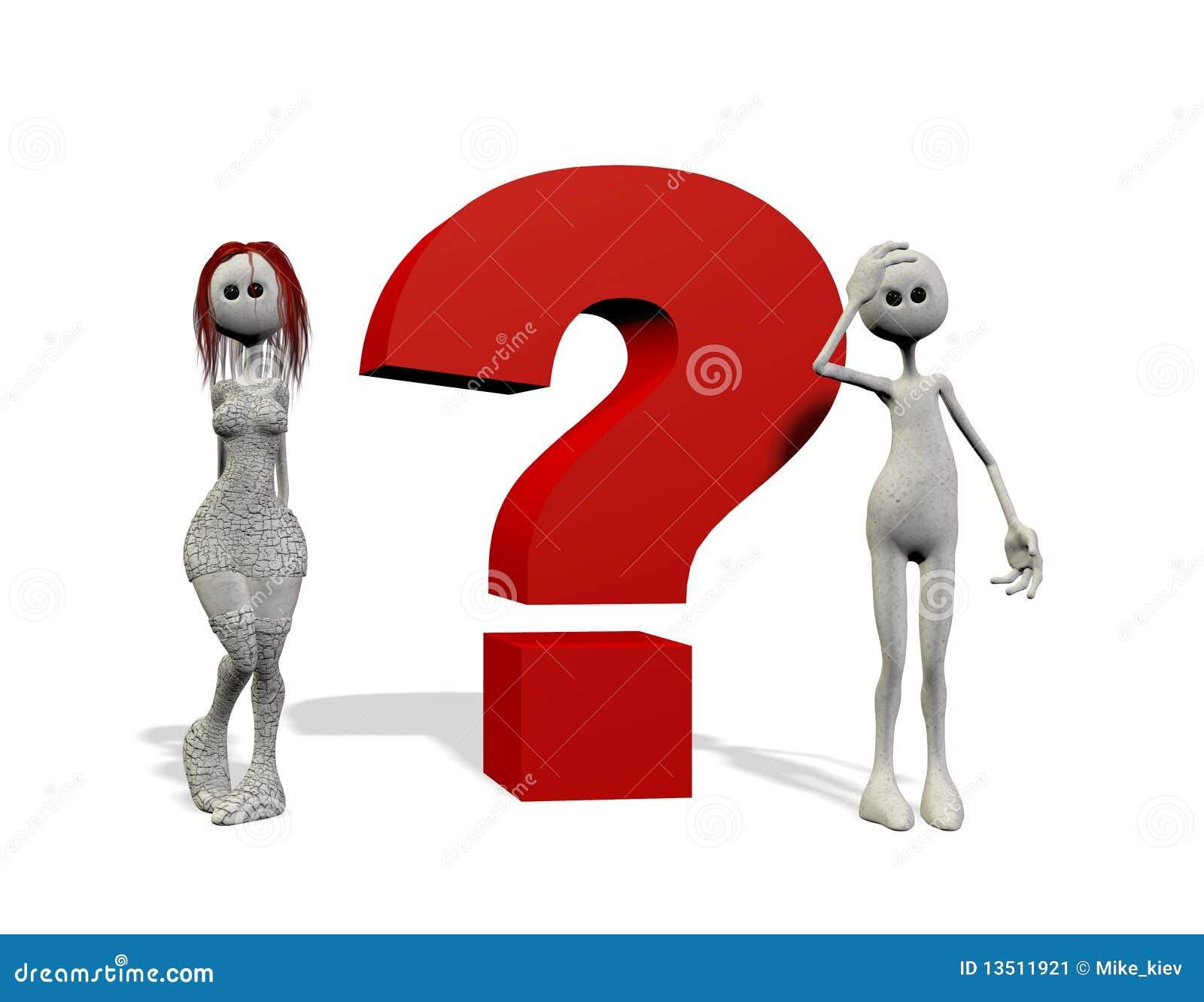 Man and Woman before Question Mark Stock Illustration - Illustration of ...