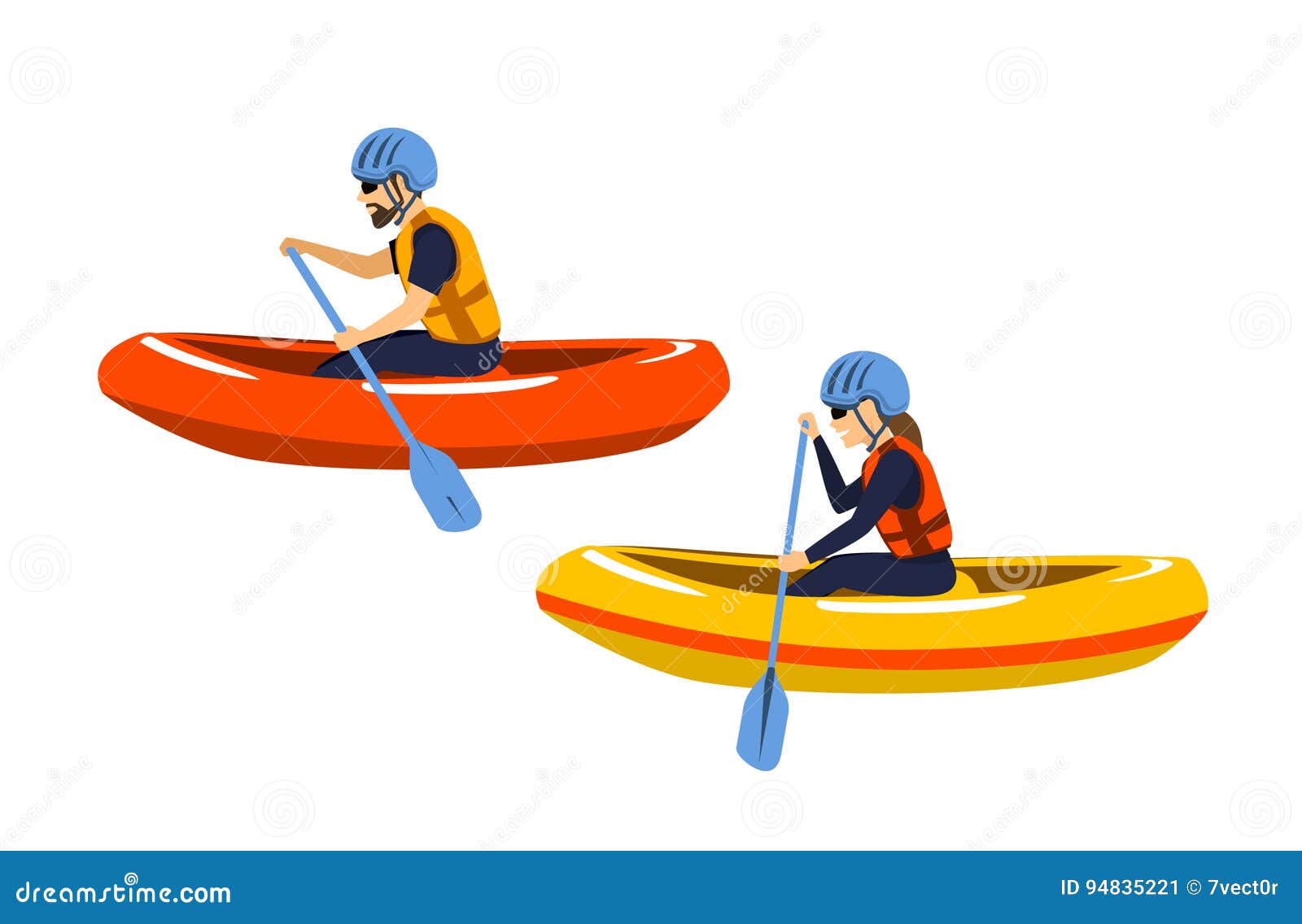 Man and woman rafting stock vector. Illustration of lake - 94835221