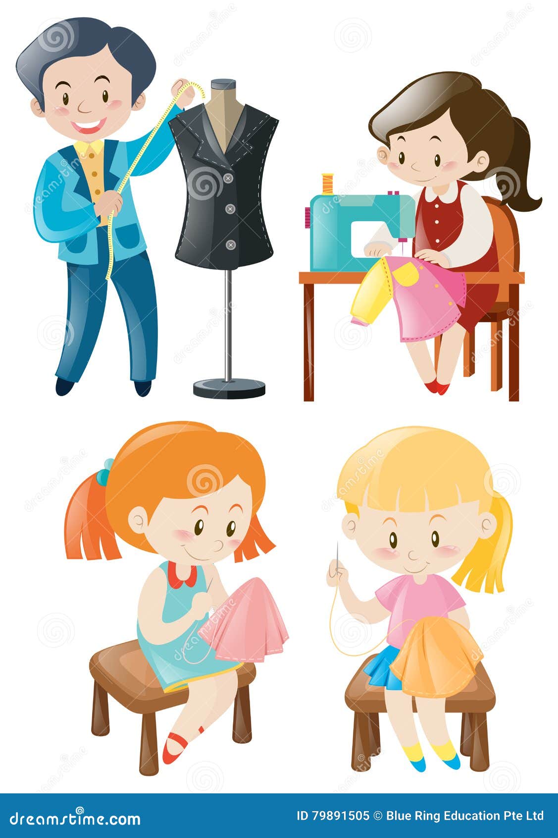 Woman Sewing Vector Illustration | CartoonDealer.com #42093666