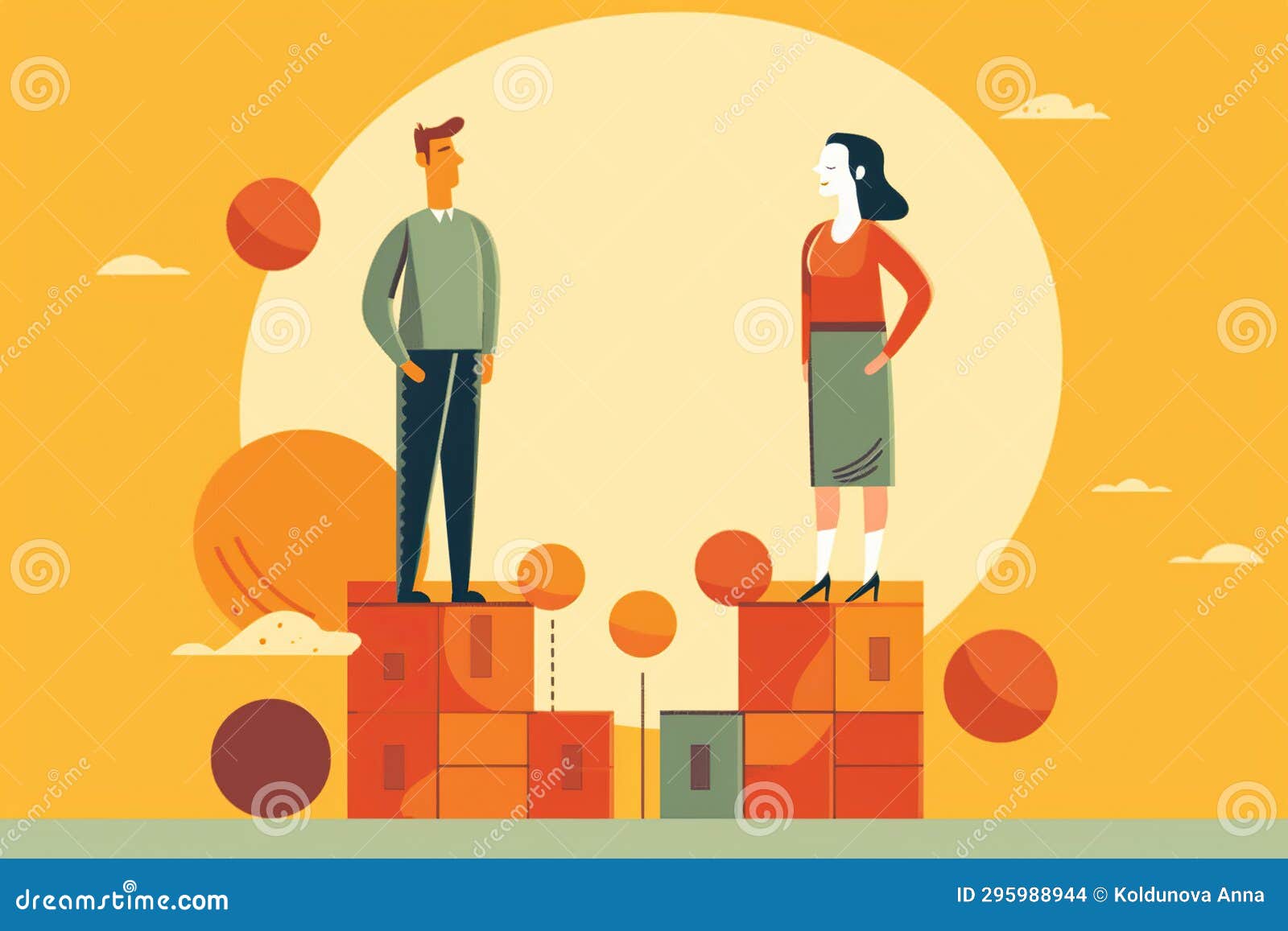 Man and Woman Solving Problems Talking To Each Other, Concept of ...
