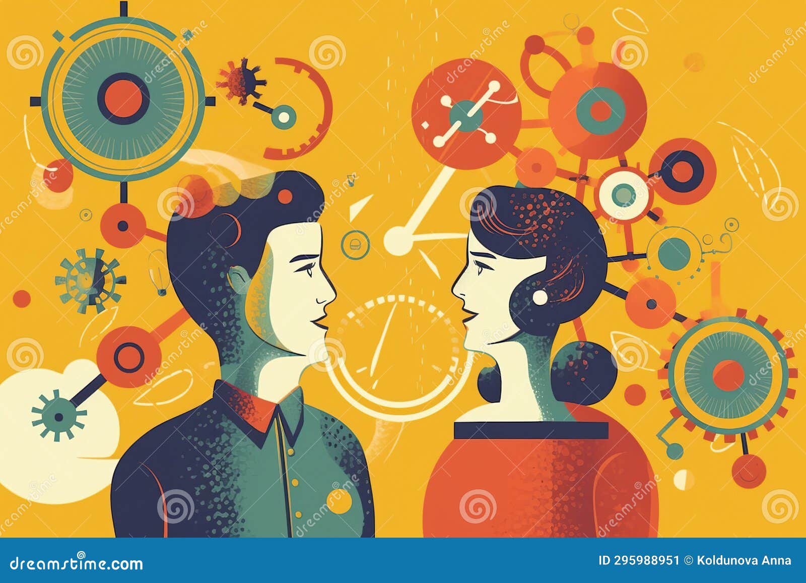 Man and Woman Solving Problems Talking To Each Other, Concept of ...